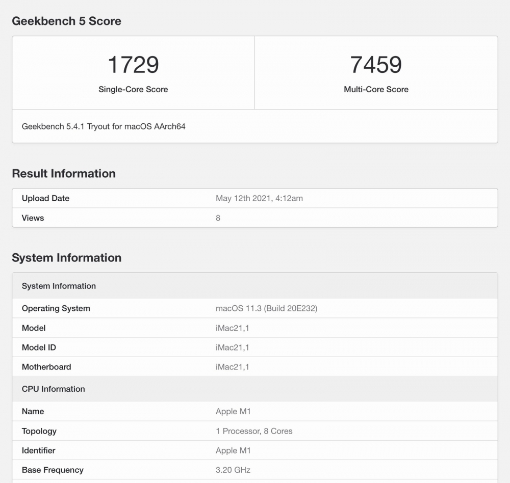 M1 IMac Benchmarks Found On Geekbench M1 IMac Benchmarks Found On Geekbench