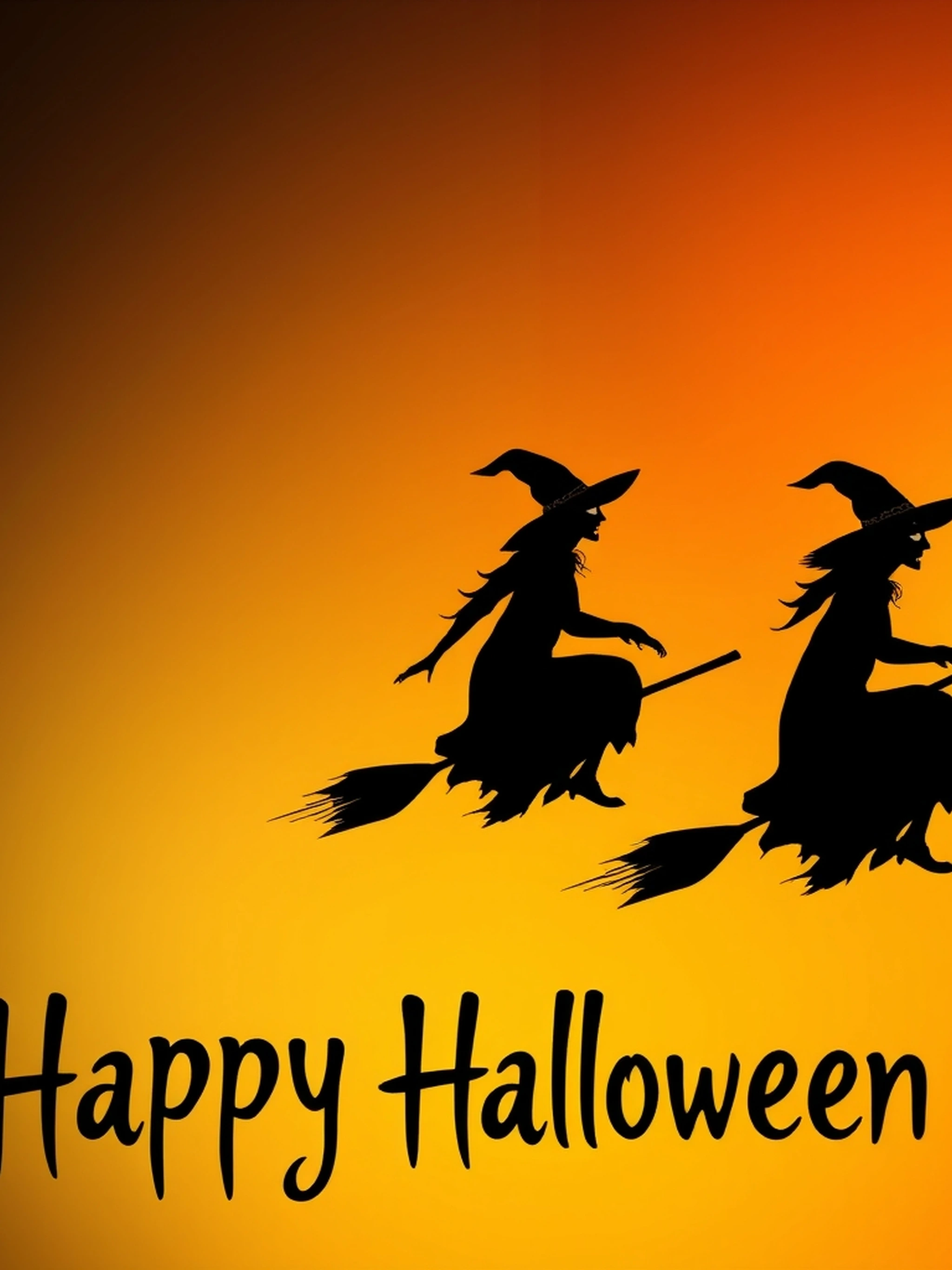 Halloween With Emo Black And Scary Witches On Brooms With The Words ...