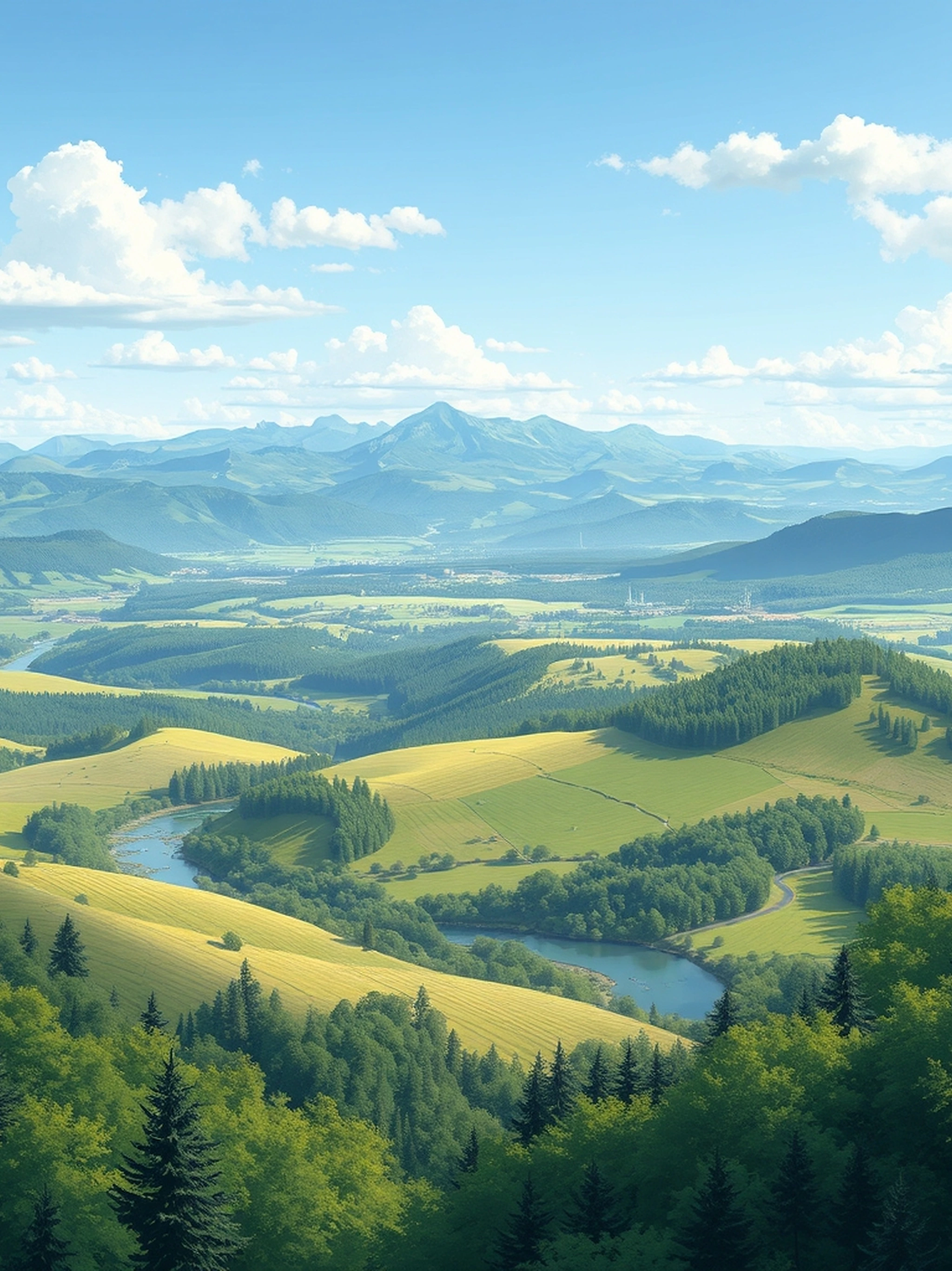 High Res Landscape Illustration Horizon View — Free iPad Wallpaper (4K ...