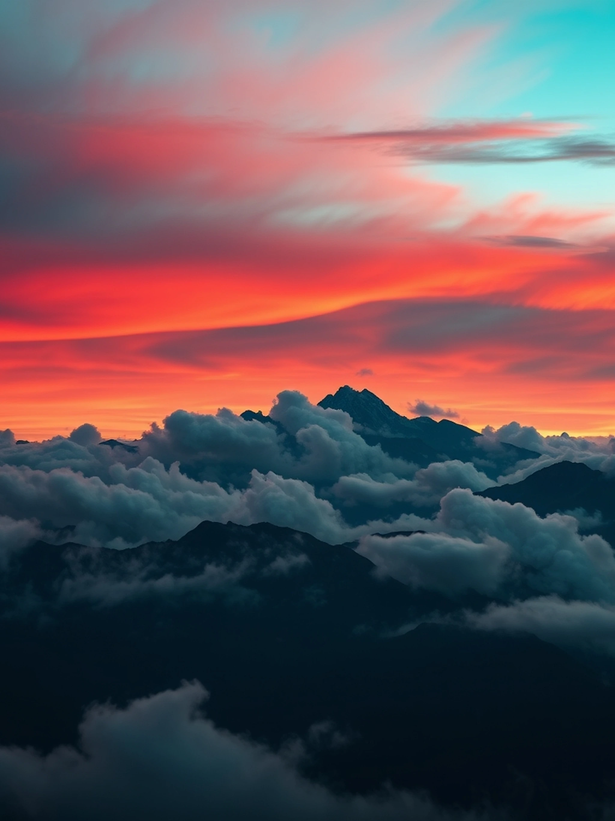 Mountains Which Are Colored In Dark Blood Red Sky Landscapes 2K — Free ...
