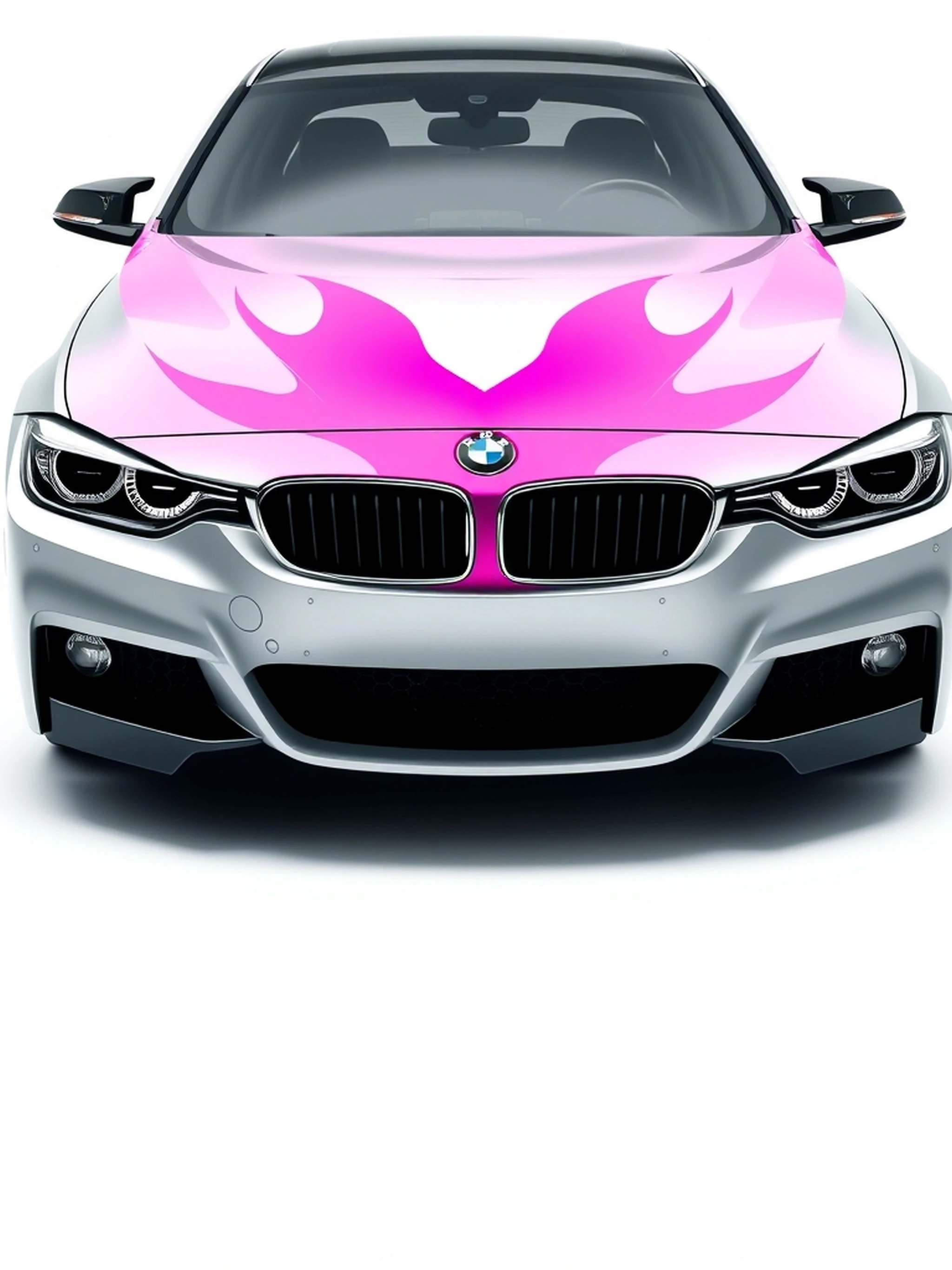 White 328i BMW Pink And White Logo On Car Black Pink Black Purple Blue ...