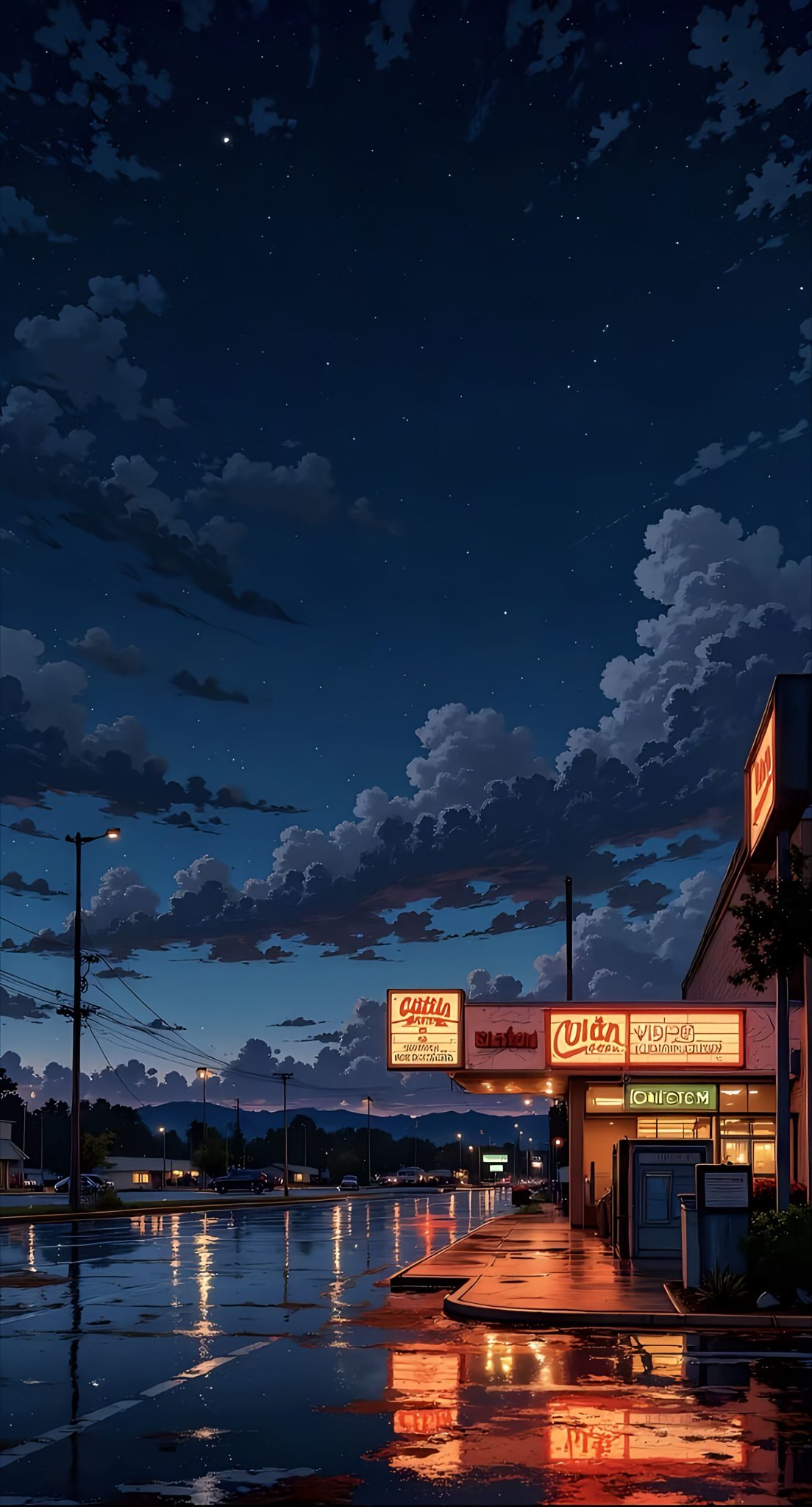 Anime Style Truck Stop Clouds Dark Mode Raining Best HD 4K Wallpapers ...