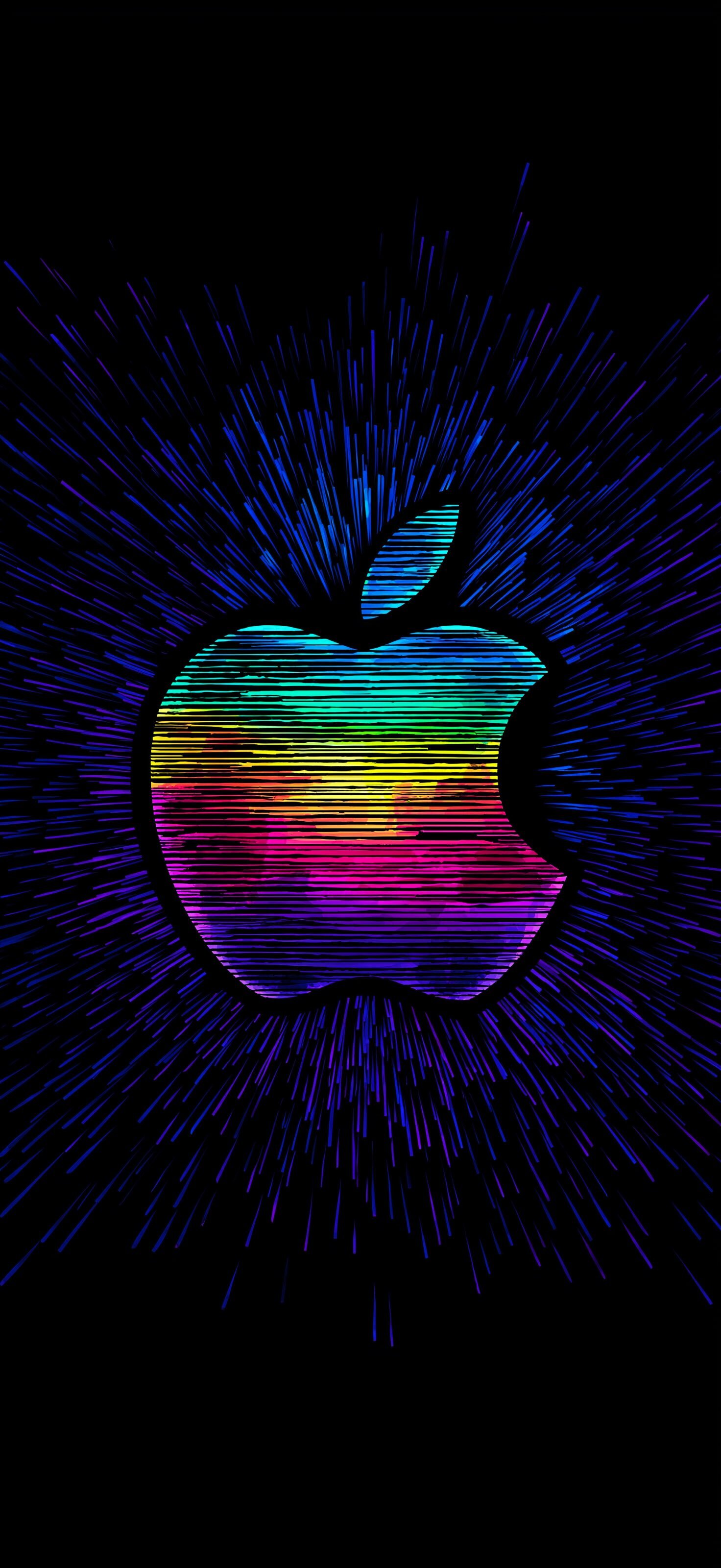 Apple Logo Pixels Explosion Rainbow Wallpapers For iPhone 17 Pro Max And iPhone Air — Free ...