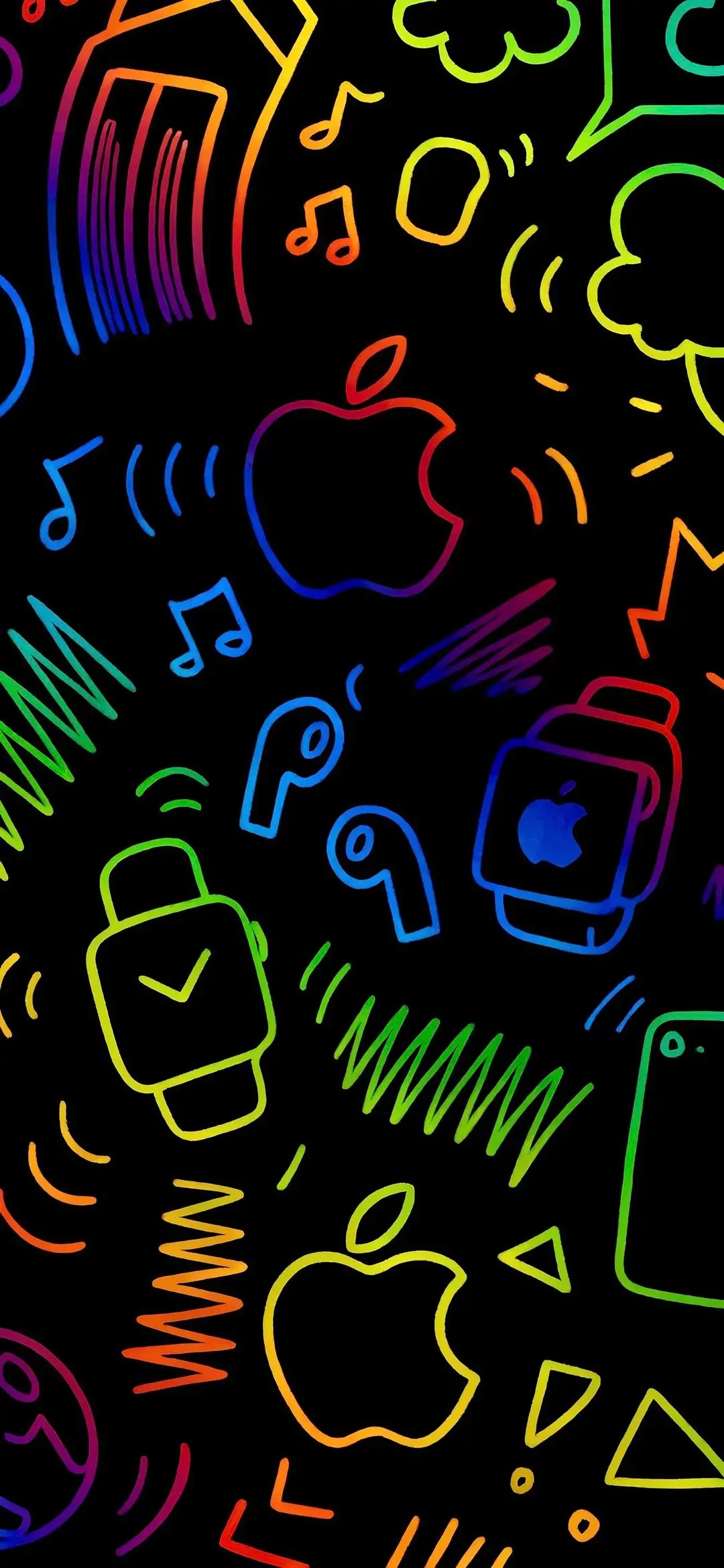 Apple Logo WWDC Style Outline Rainbow Best Top Wallpapers For iPhone 17 ...