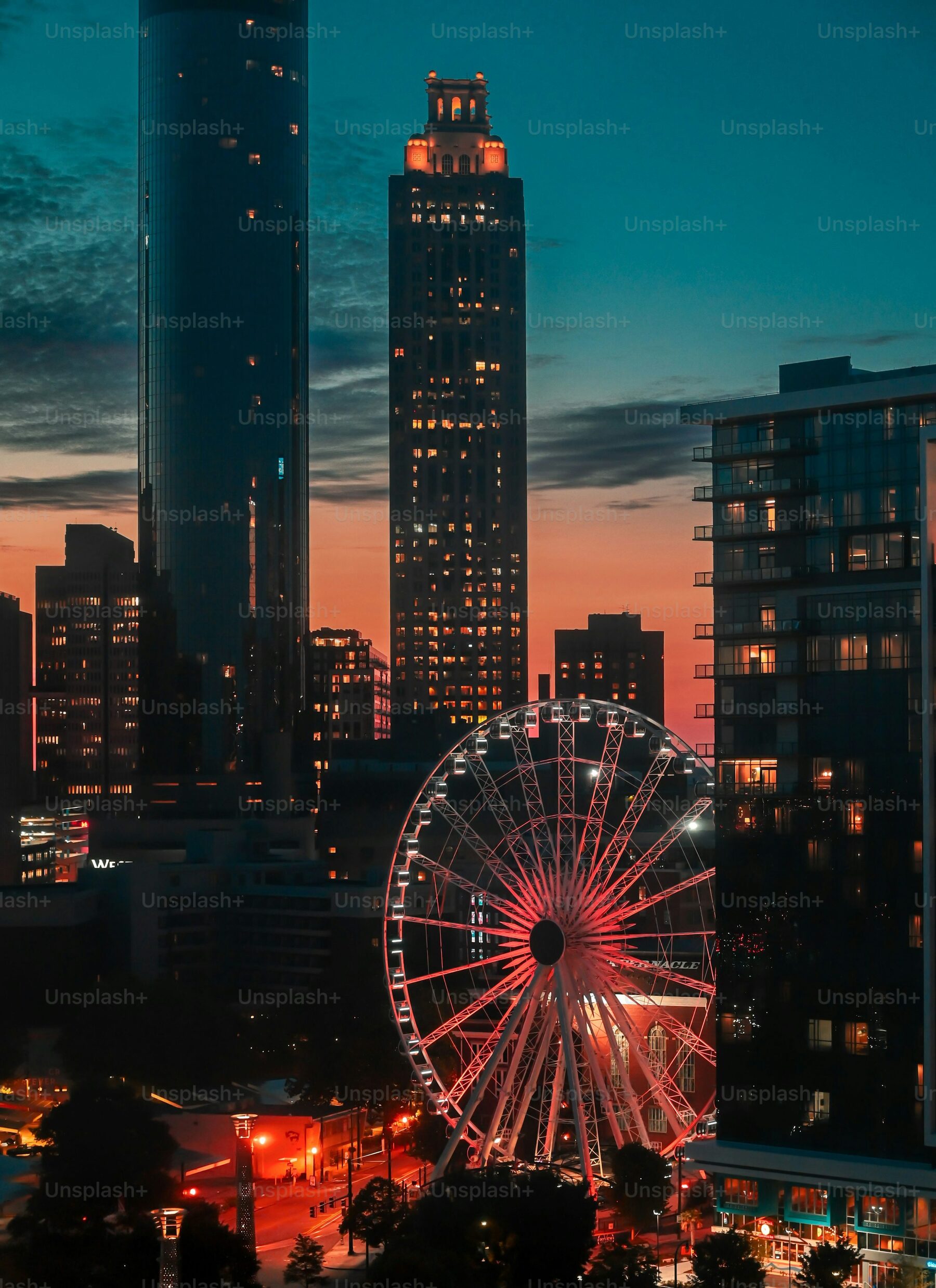 Atlanta Georgia State USA United States Of America Sunset Ferris Wheel ...