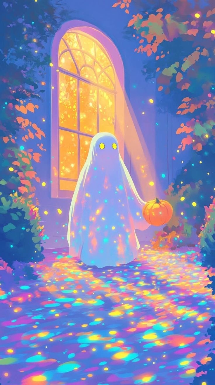 Cute Anime Ghost Iridescent Rainbow Style Best Halloween Fall Seasonal ...