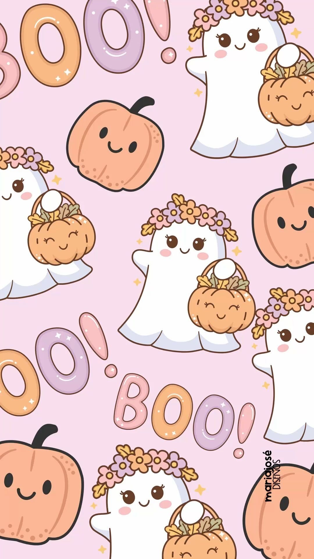 Cute Boo Ghosts Best Halloween Fall Seasonal Autumn 2025 Wallpapers For ...