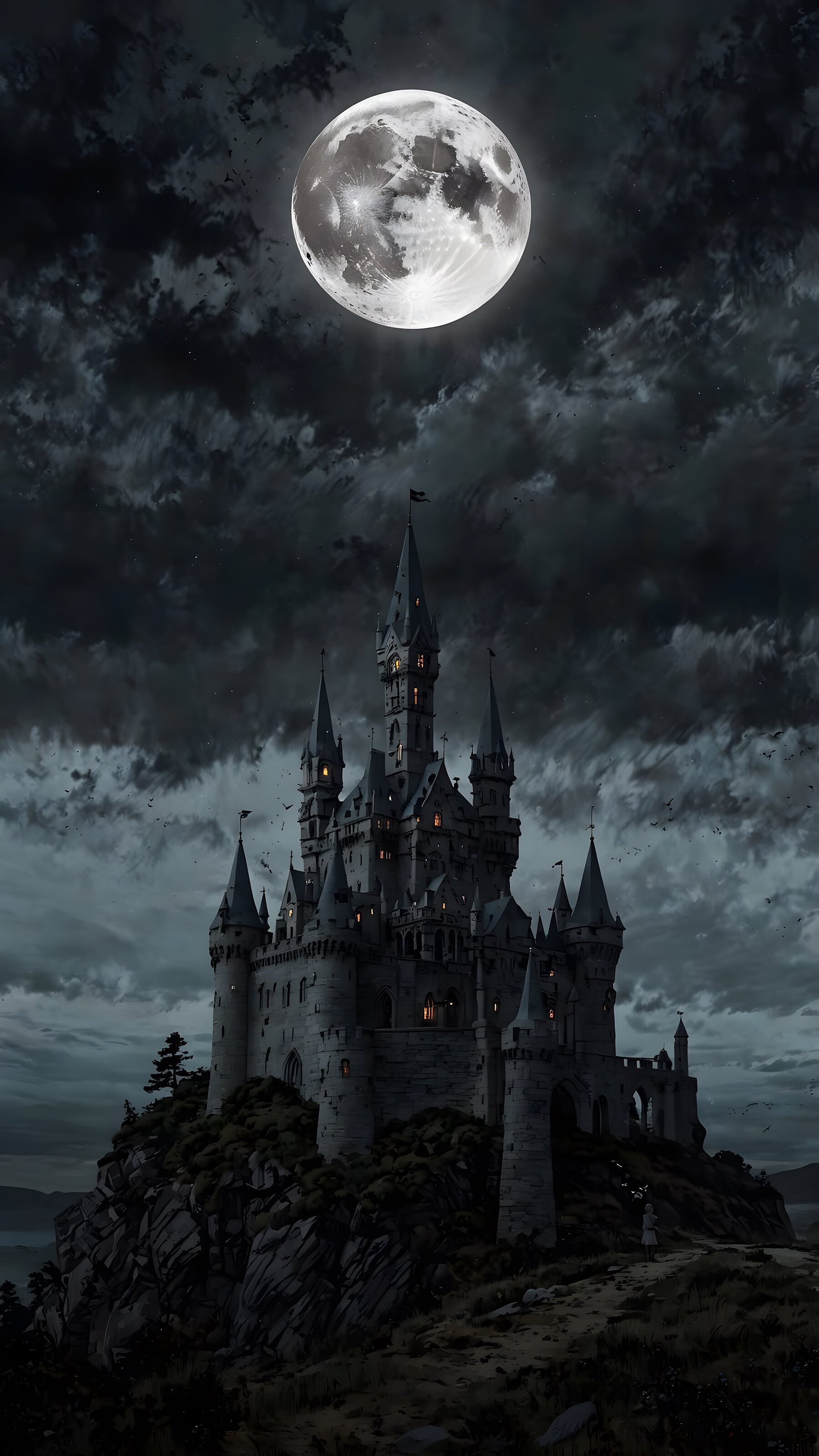Dark Mode Castle Moon Night Black Best Unique Creative Free 4K ...