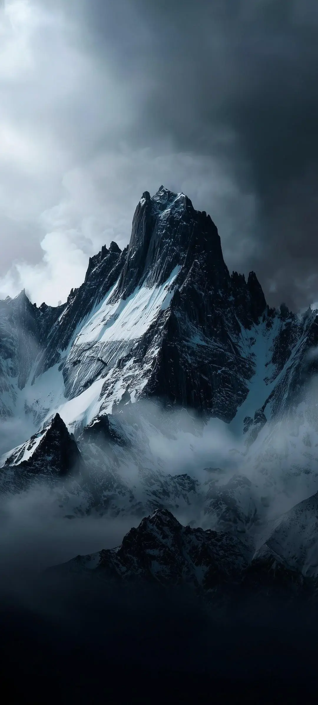 Dark Sky Mountains Covered In Snow Best iPhone Wallpapers Backgrounds ...