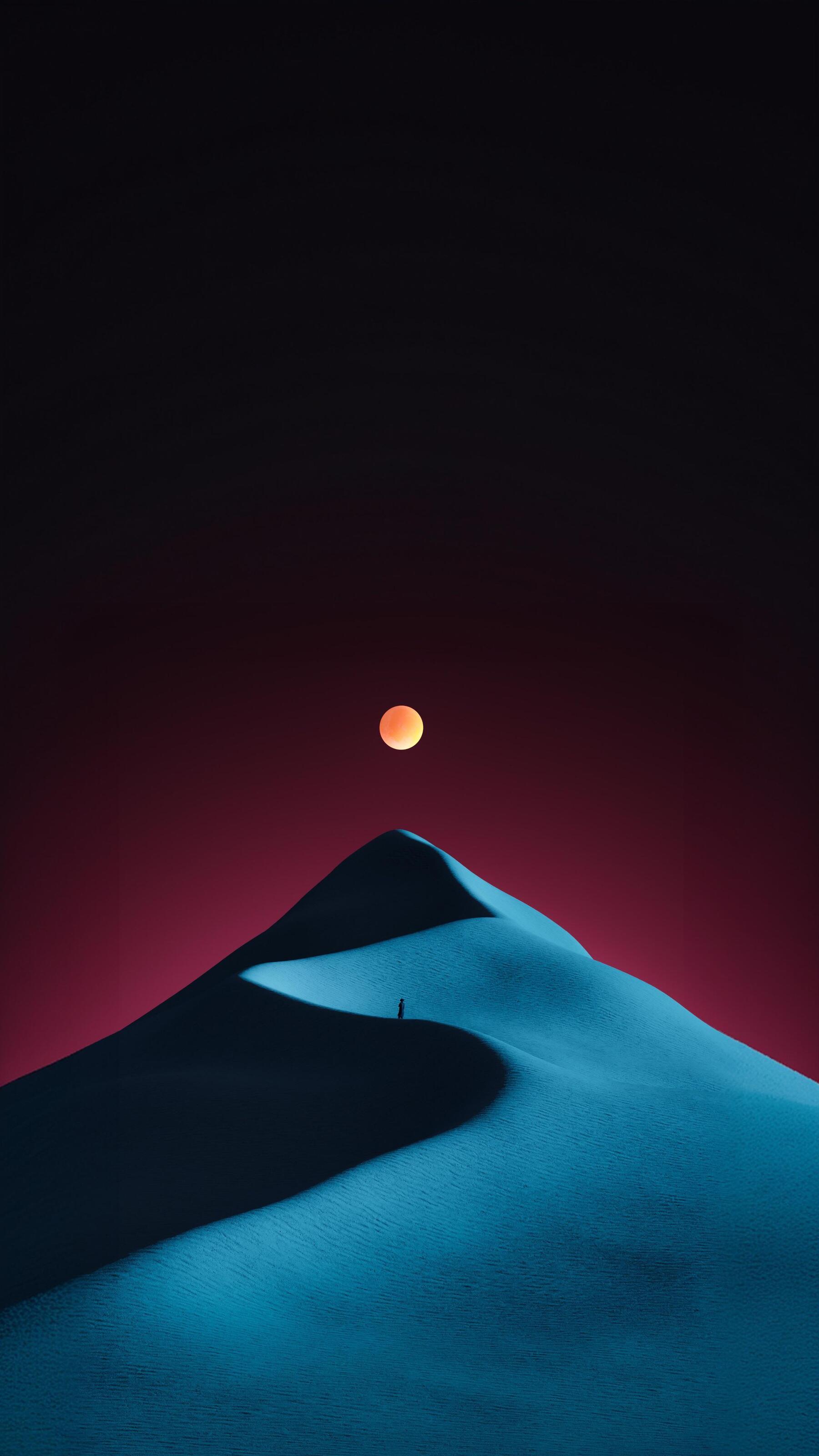 Desert Sand Dunes Blue With Moon Unique Creative Wallpapers 2025 iOS 26 ...
