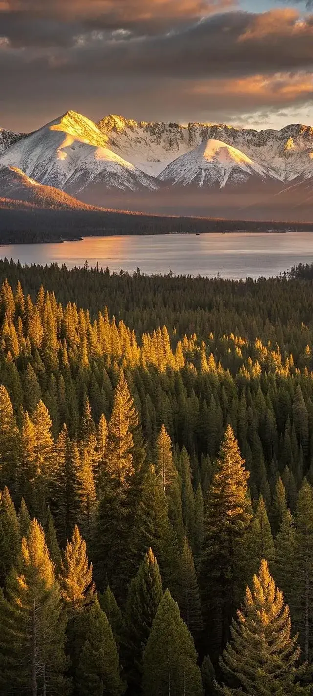 Forest View With Snowcapped Mountains Best iPhone Wallpapers ...