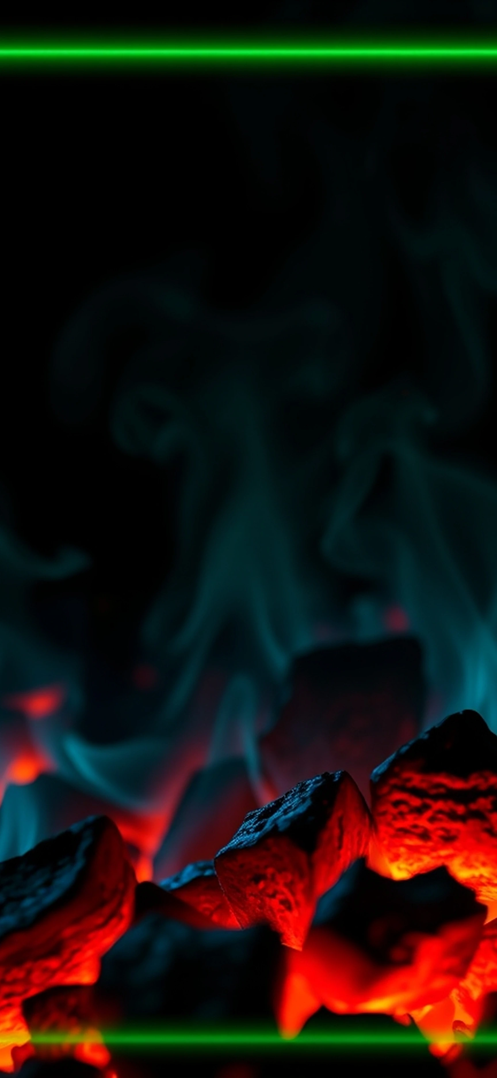 iPhone 13 mini Border Glow Lava Rocks With Neon Green — Free iPhone Wallpaper (4K/HD) | 2025