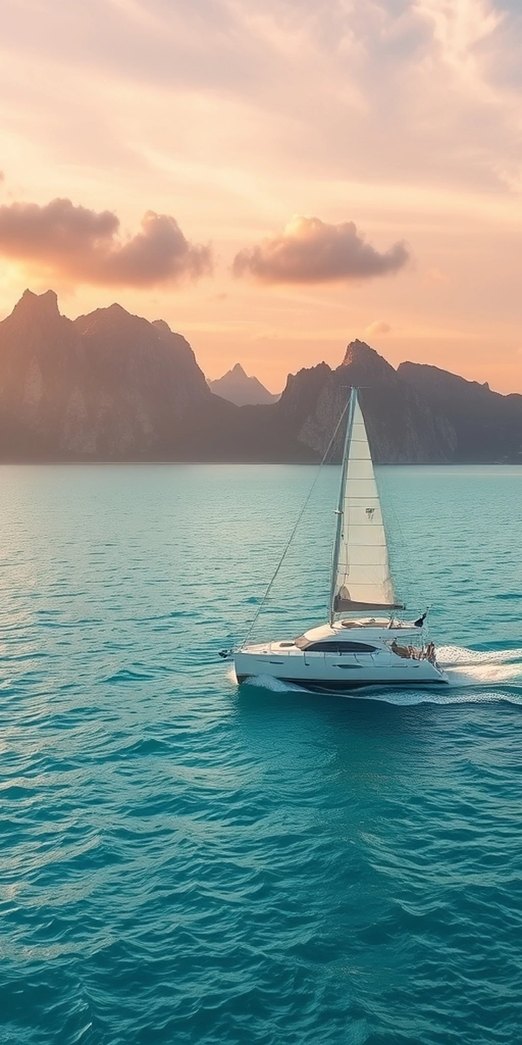 Stunning Boat Sea Mountains Background 2K HD — Free iPhone Wallpaper ...