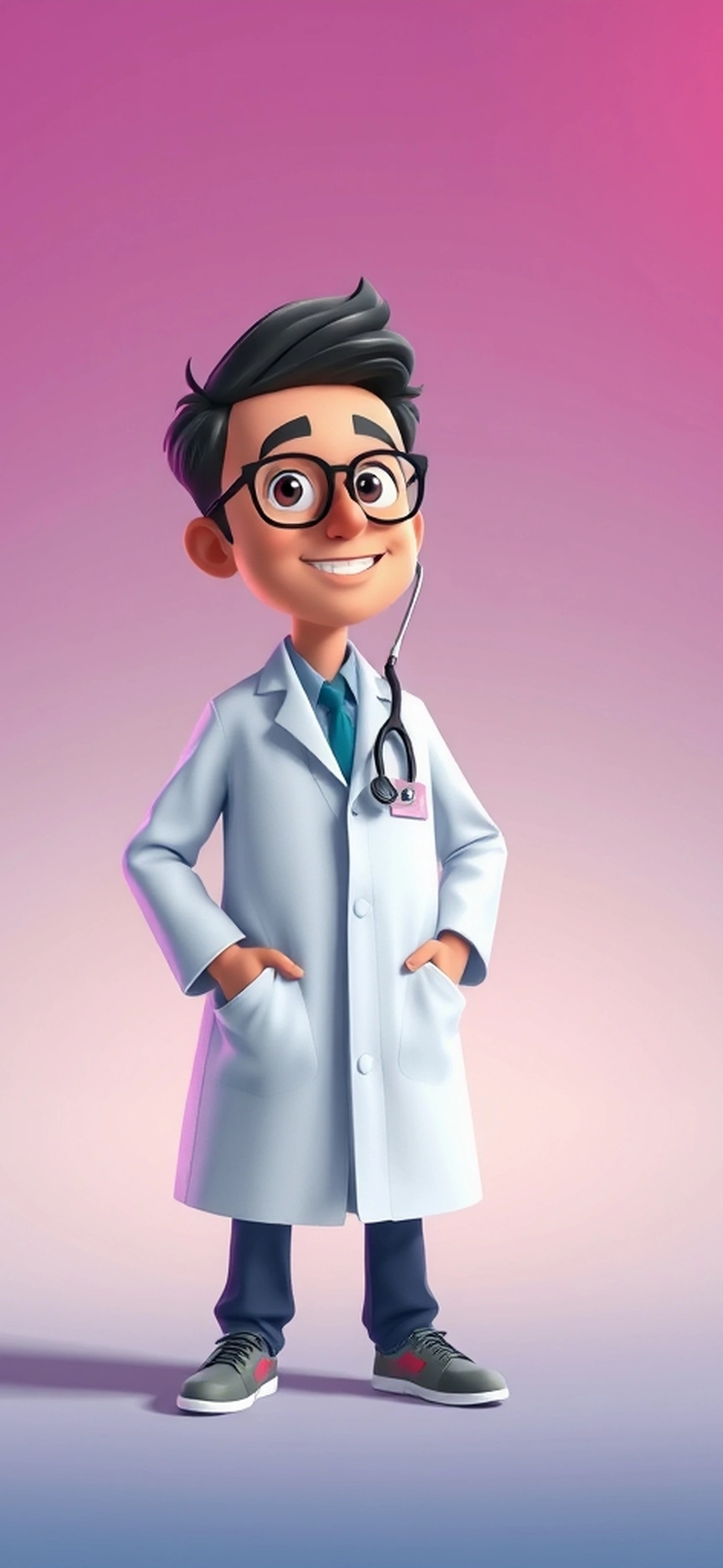 A Cartoon Animation Image Of Doctor Standing With Stethescope Aesthetic ...