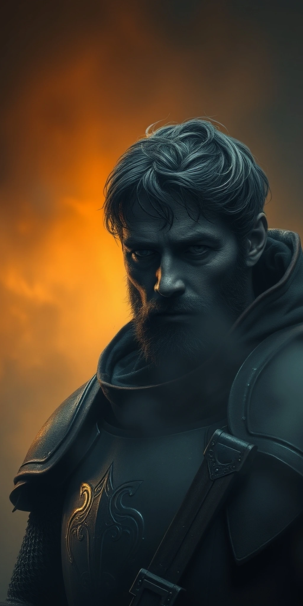 A Dark Fantasy Painting In Dark Colors. In The Foreground, A Close Up ...