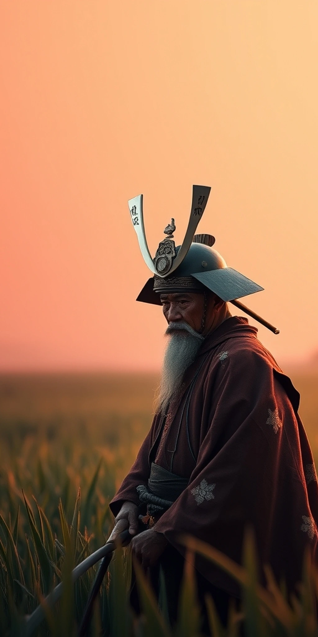 An Old Samurai In The Rice Fields — Free iPhone Wallpaper (4K/HD) | 2026