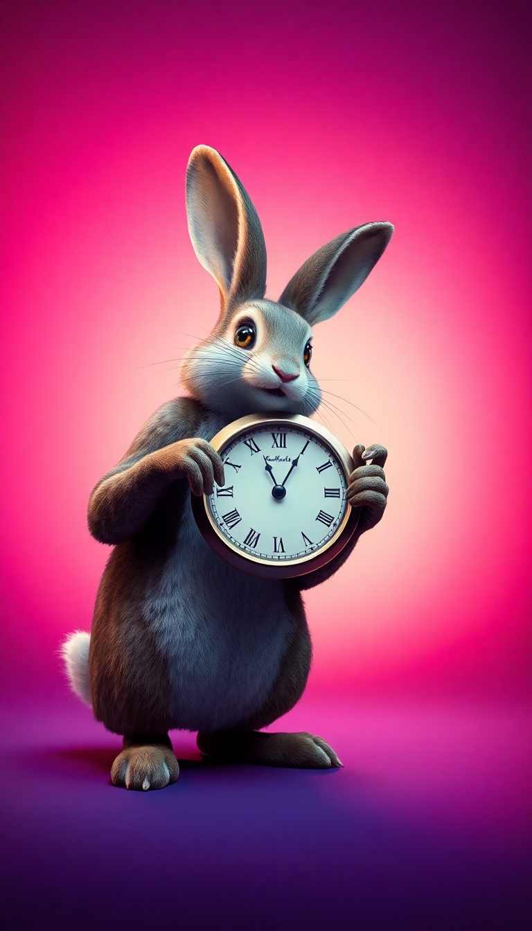 Alice In Wonderland Movie, Rabbit Holding The Clock And Pointing At It ...