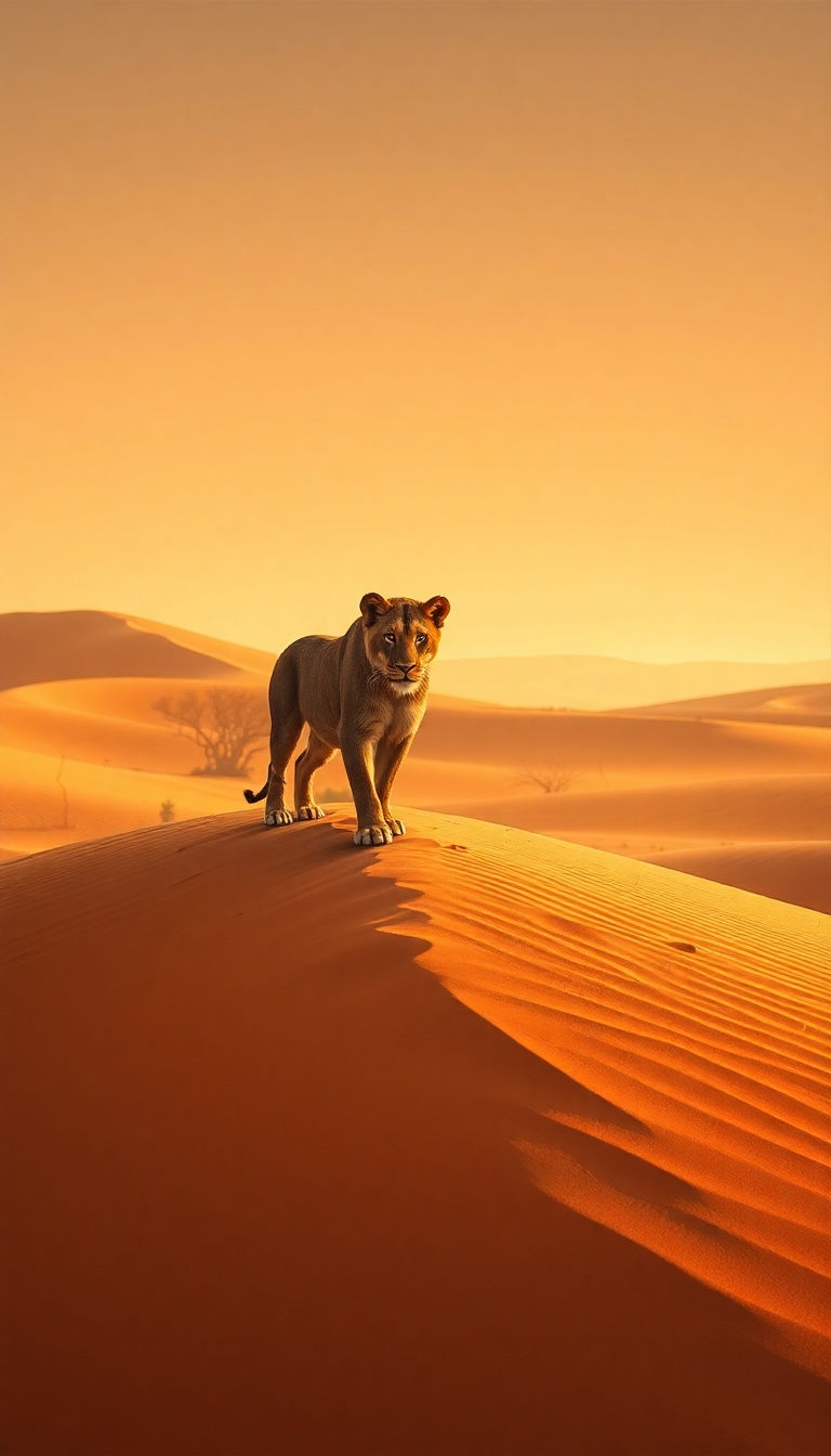 Alone Lion On The Desert Of Jungle — Free iPhone Wallpaper (4K/HD) | 2026