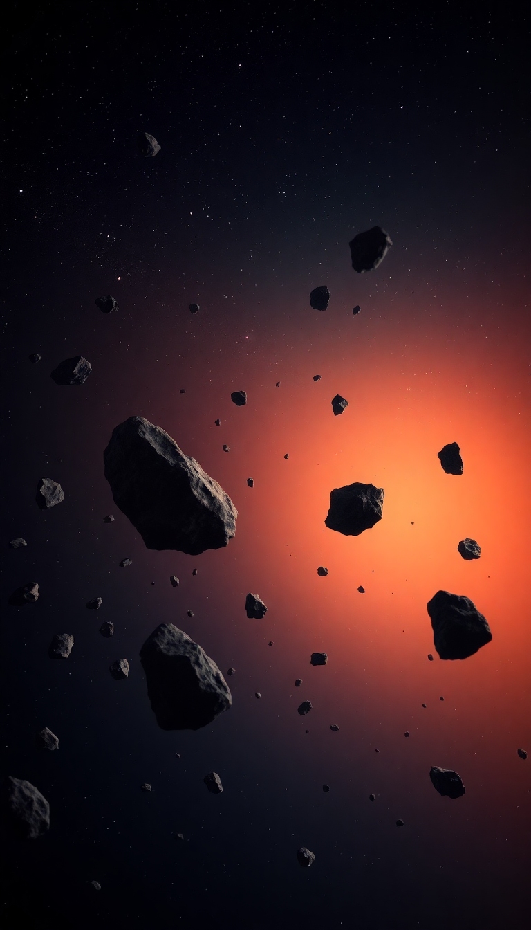 Asteroids In Space Black Dark Gradient With Depth Effect iOS 26 — Free iPhone Wallpaper (4K/HD ...