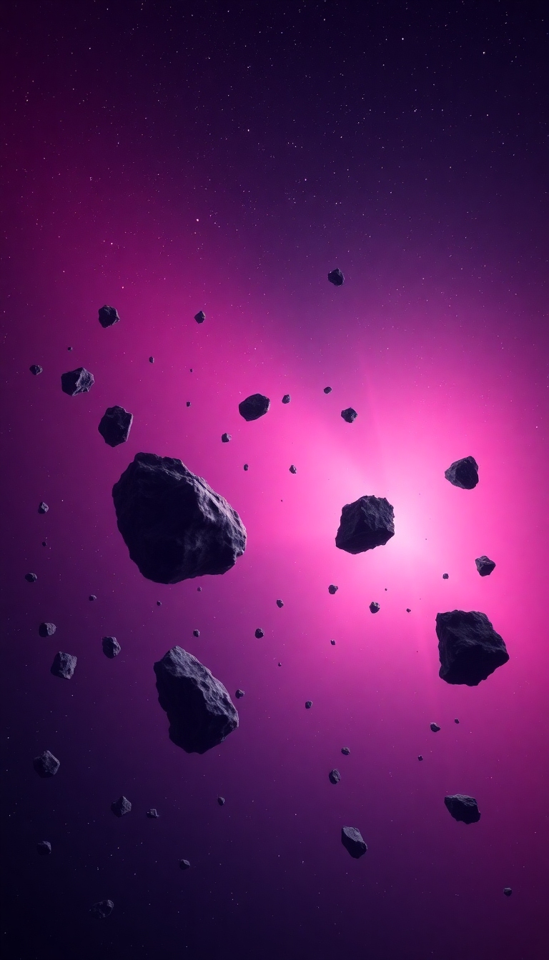 Asteroids In Space Dark Gradient With Depth Effect iOS 26 Purple — Free ...