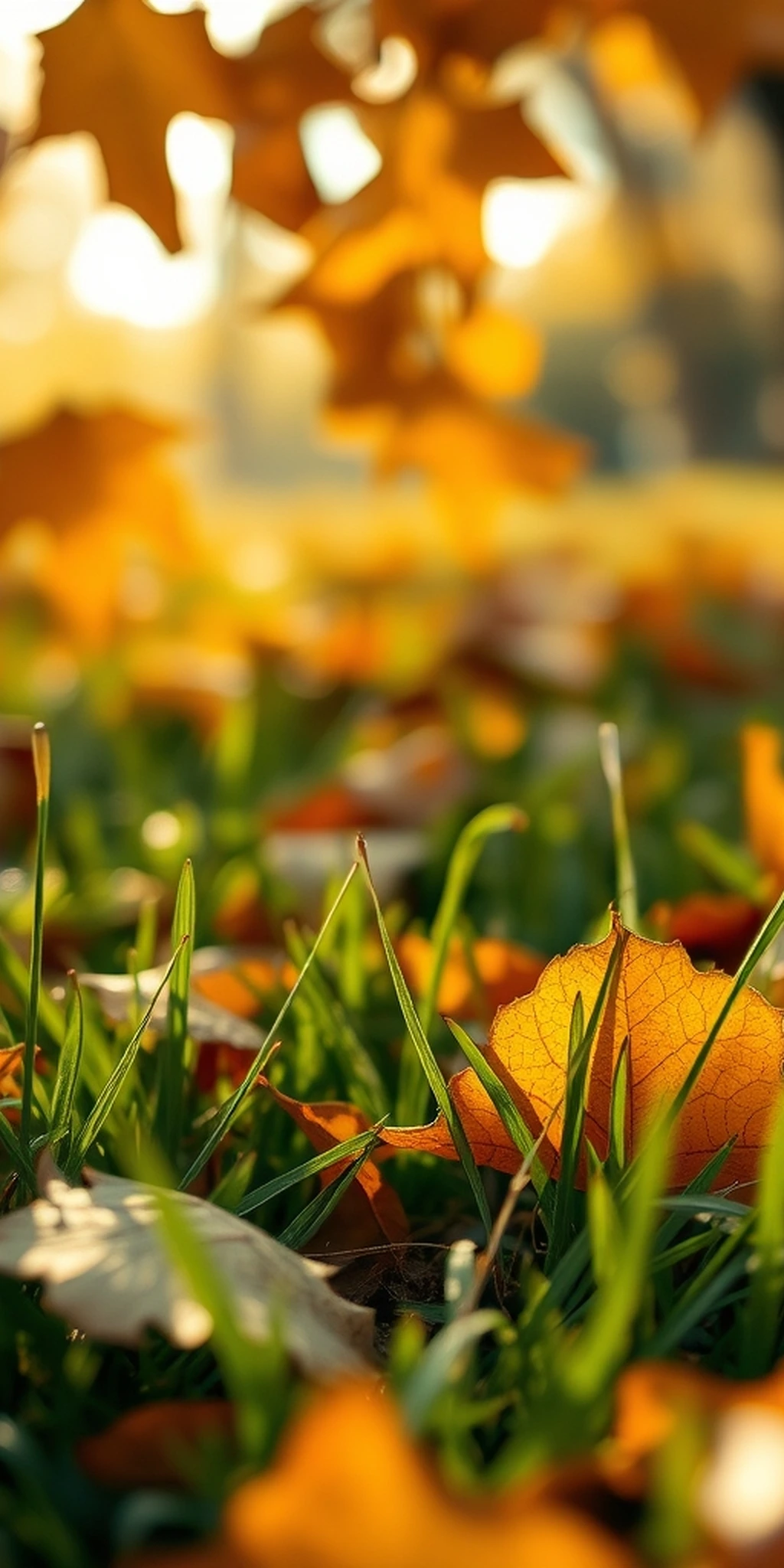 Autumn Weather With Leaves Falling Gracefully Onto Grass — Free iPhone ...