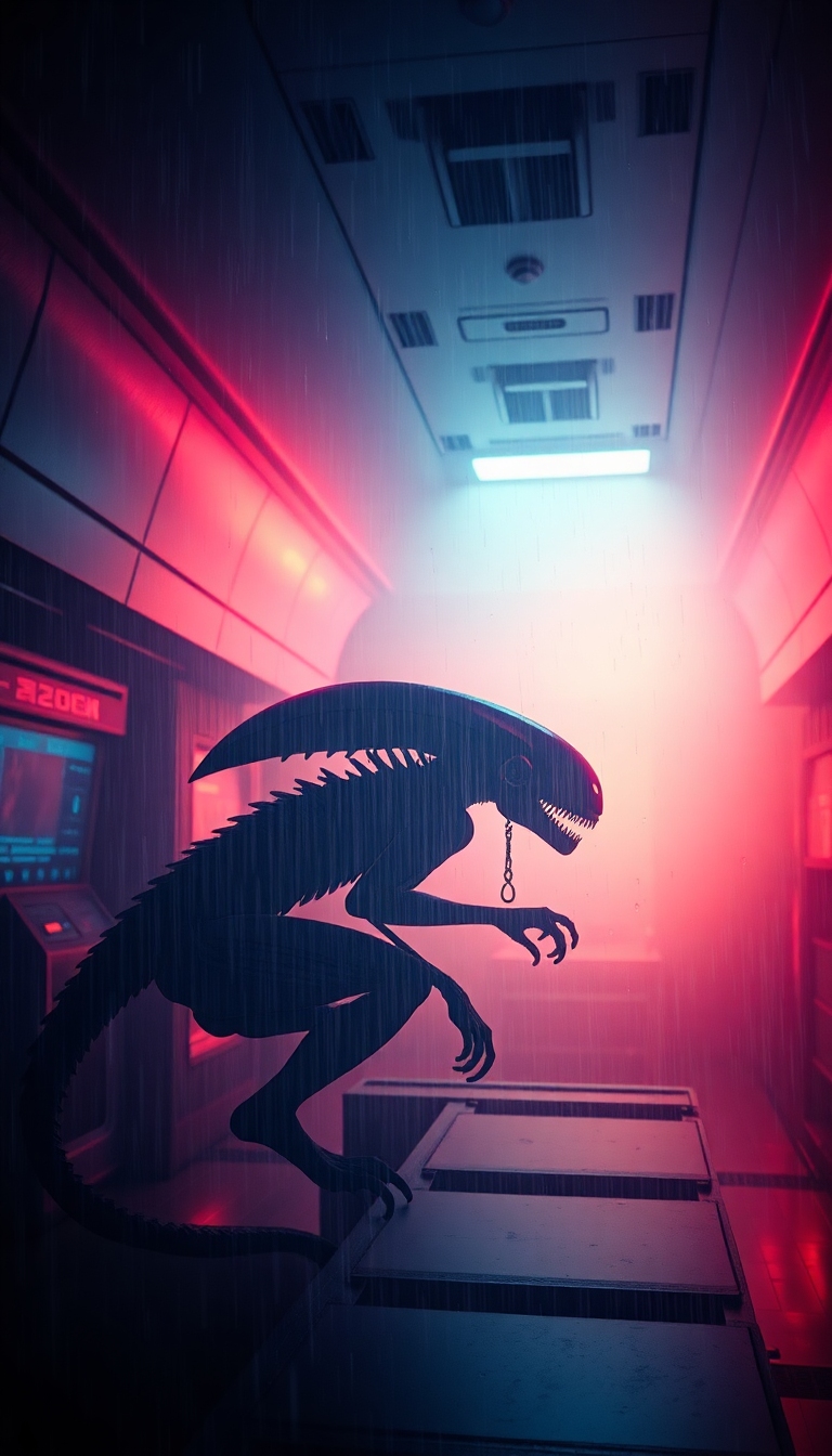 Blade Runner. Tears In Rain And An Alien Xenomorph Hunts In A Spaceship ...