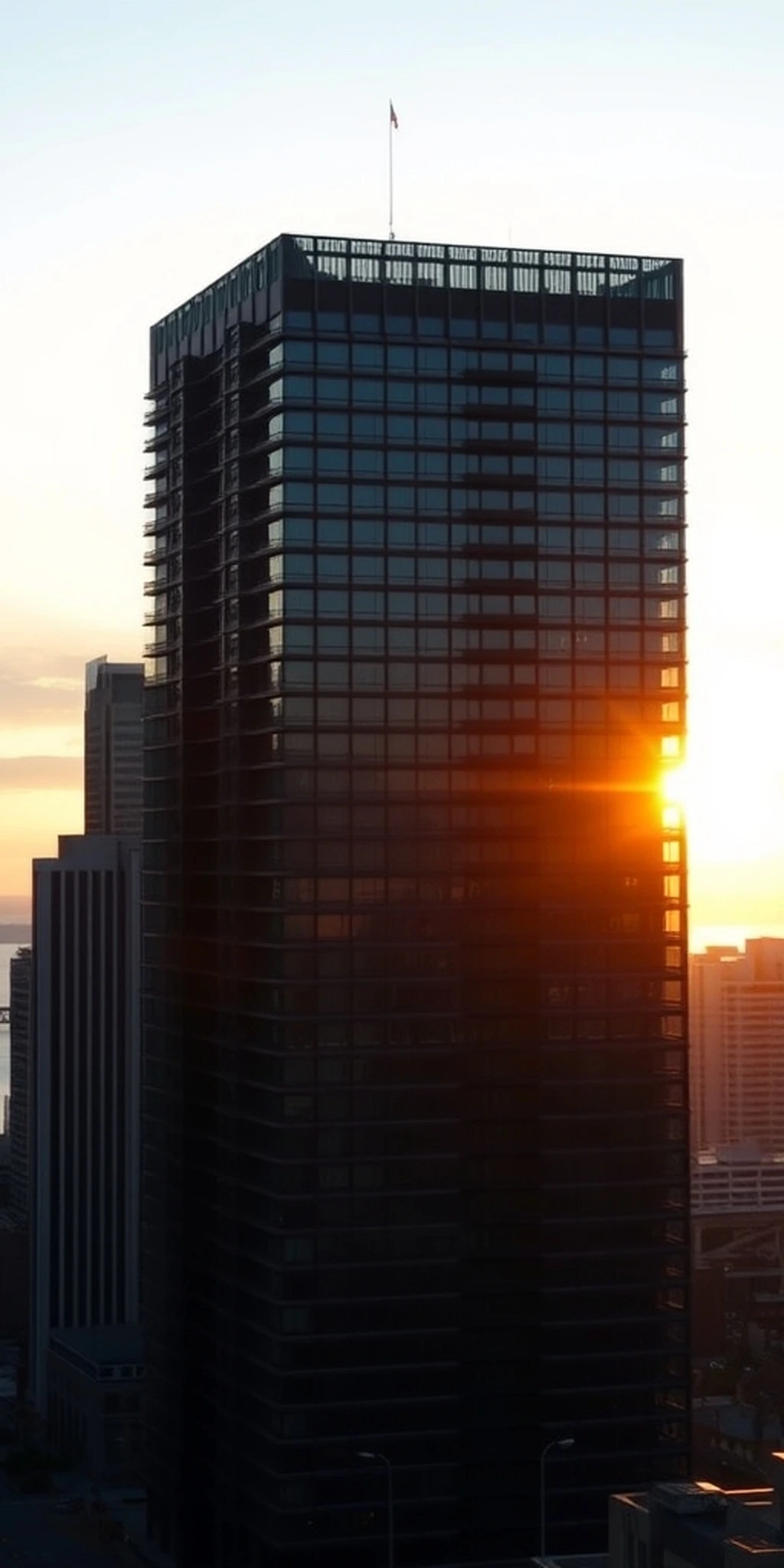 Chicago Sunset Sun Back Taken Lake Michigan More Building Better ...