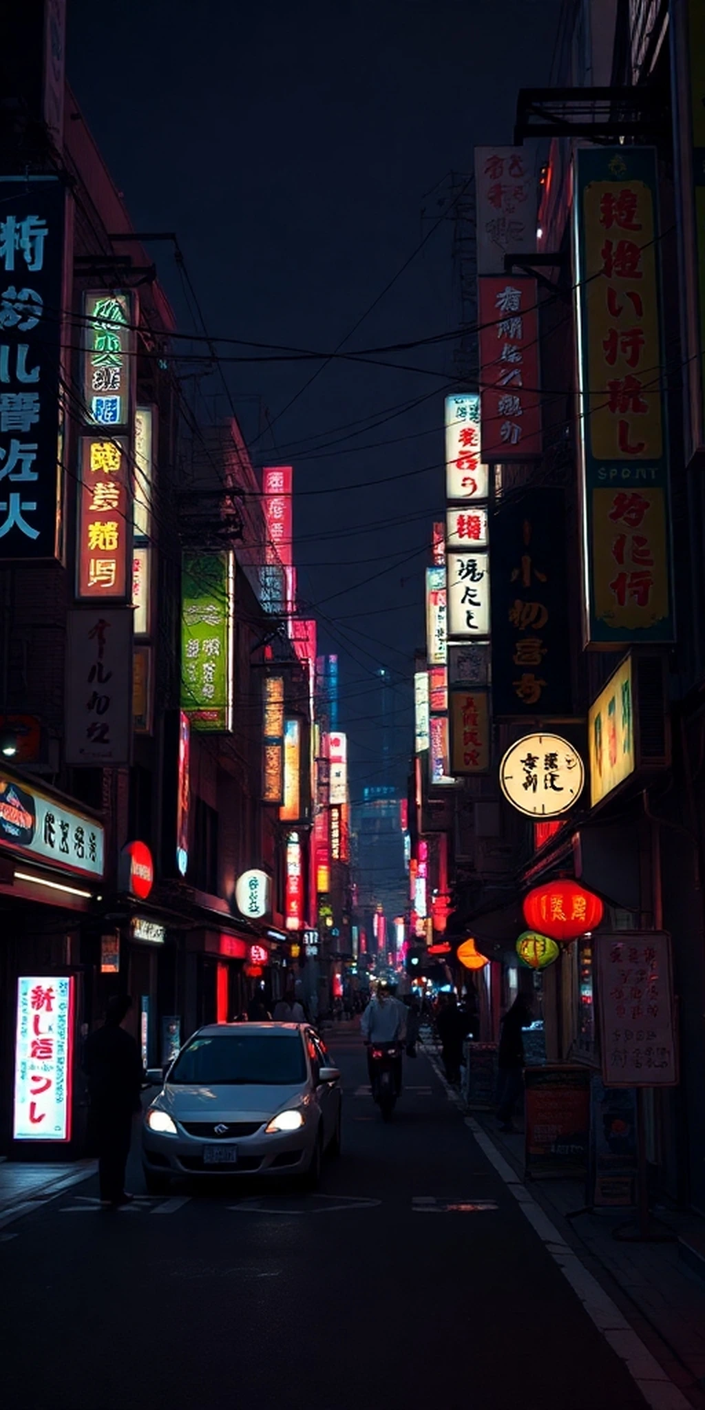 Nighttime Colorful Neon Japanese City Streets Dark Mode — Free iPhone ...