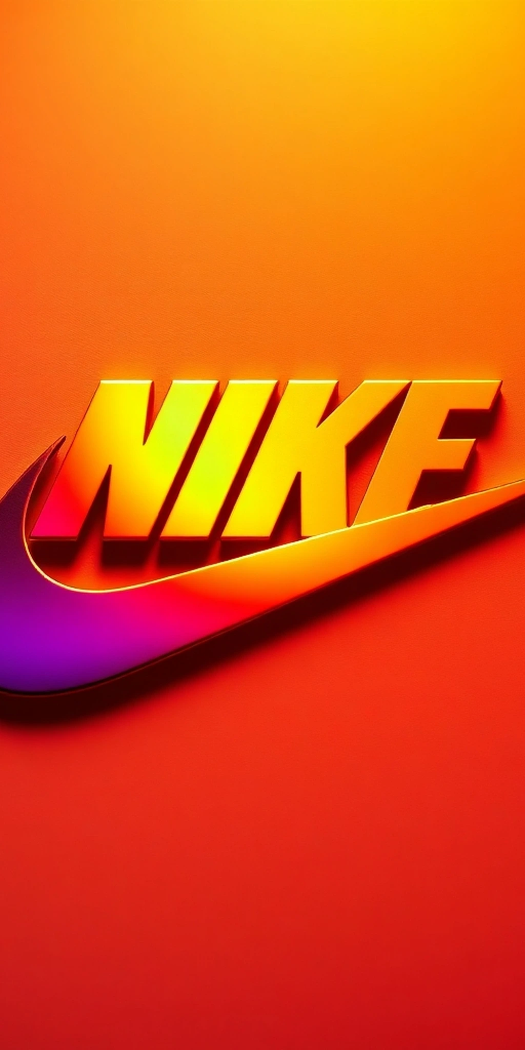 Orange Purple Nike Tick Logo Embossed Metallic Rainbow Glow Behind ...