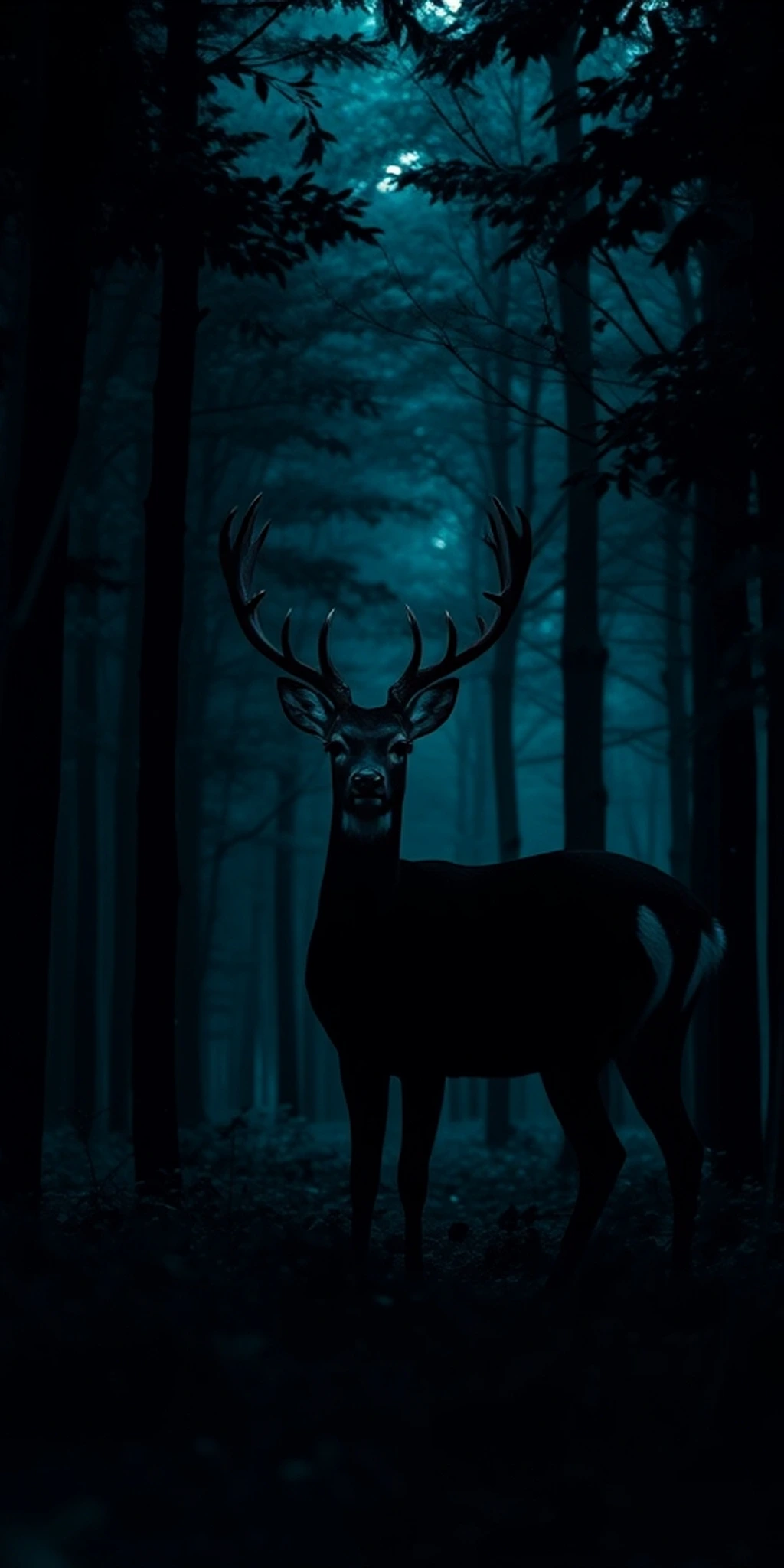 Cyan Deep Dark Forest Deer Animals — Free iPhone Wallpaper (4K/HD) | 2026