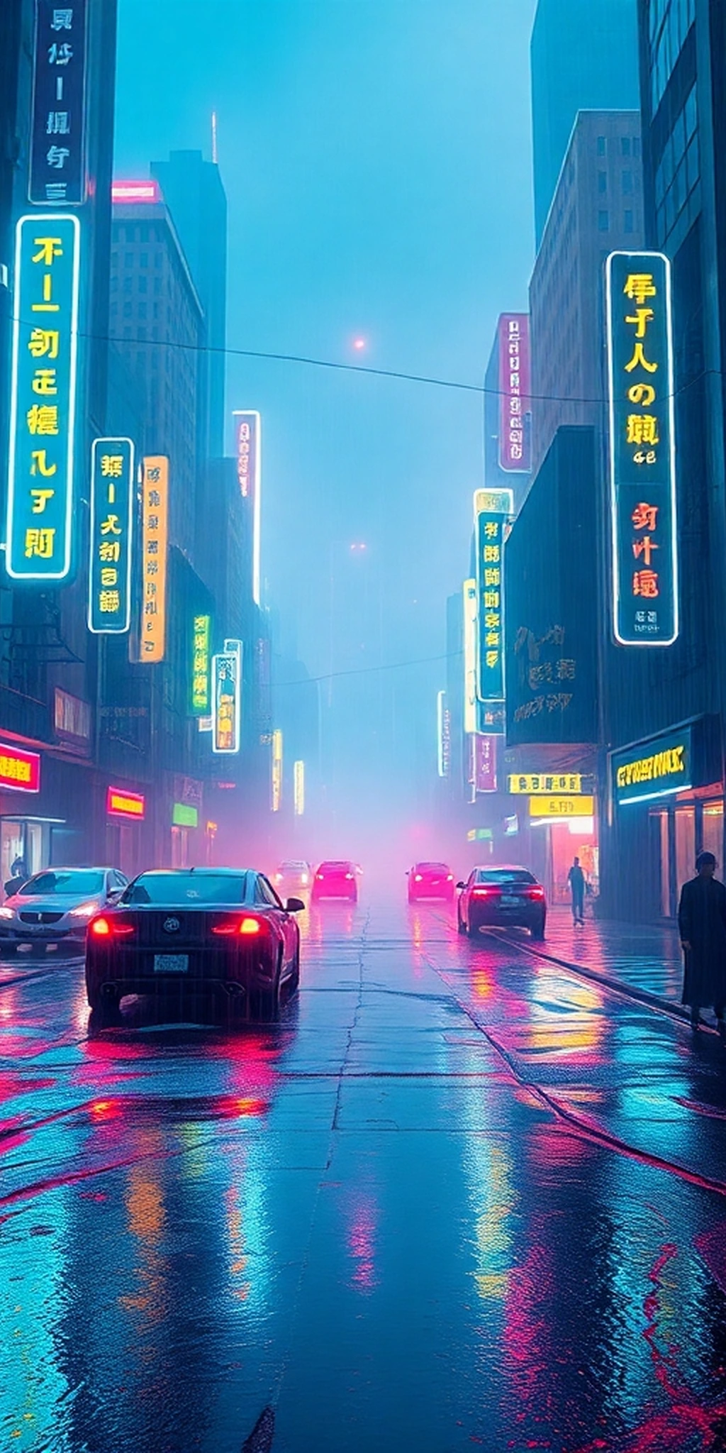 Cyberpunk 2077 City Rain Neon Hologram Signage — Free iPhone Wallpaper ...