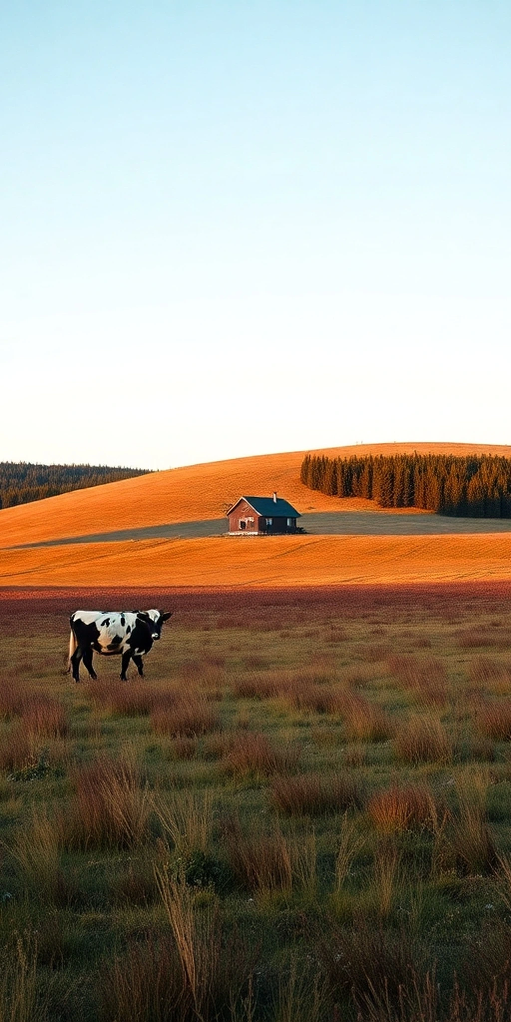 Finland Countryside Clear Beautiful Sky Surrounded But Hill Felids Cows ...