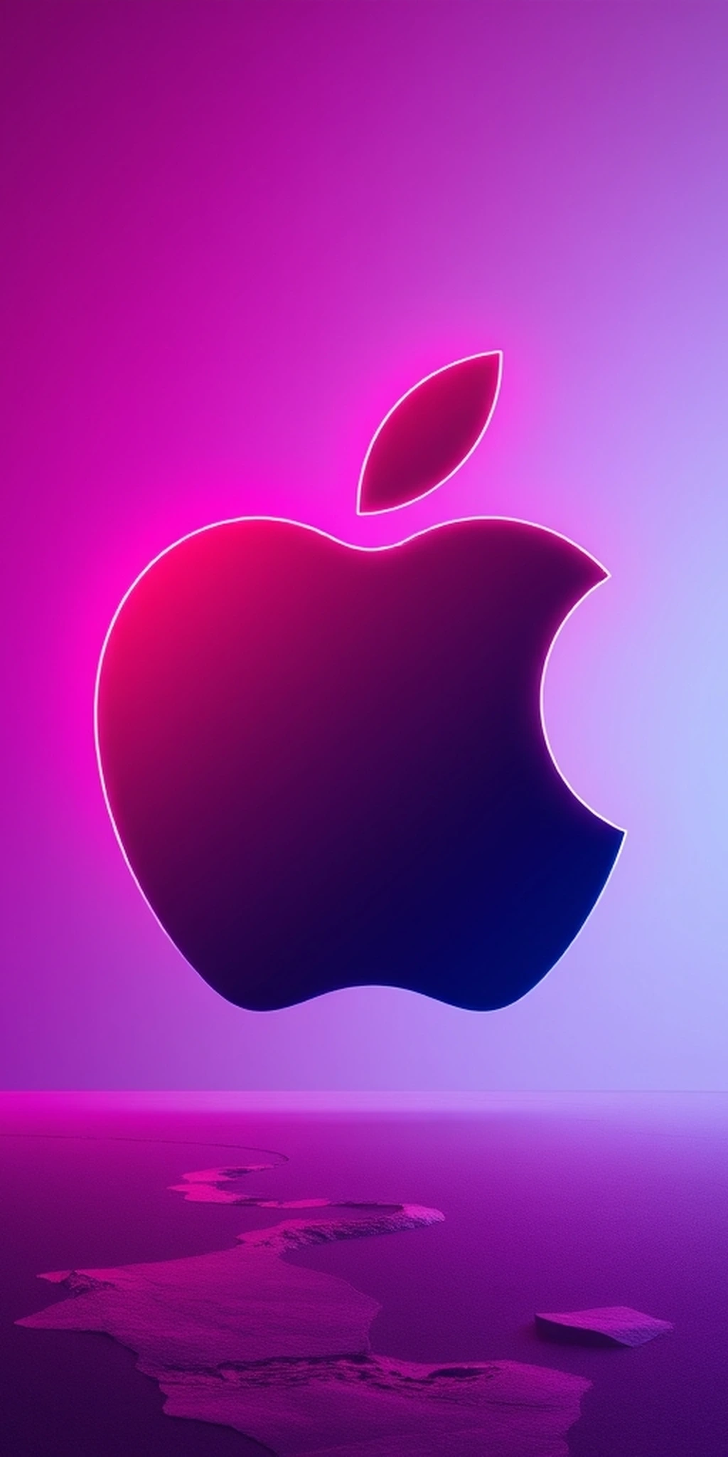 Futuristic Apple Themed Wallpaper, Sleek Design, Neon Accents, Soft ...