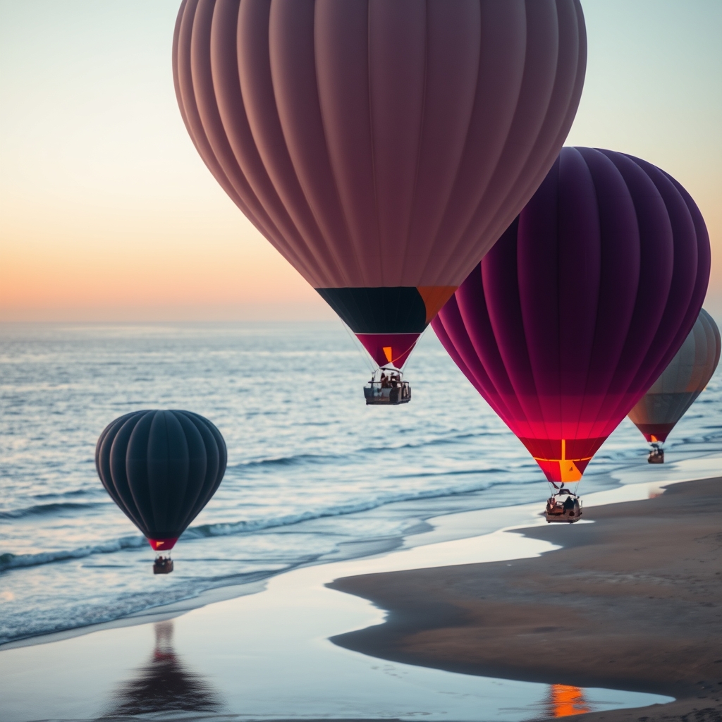 Hot Air Balloons Flying Together Over The Ocean — Free iPhone Wallpaper ...