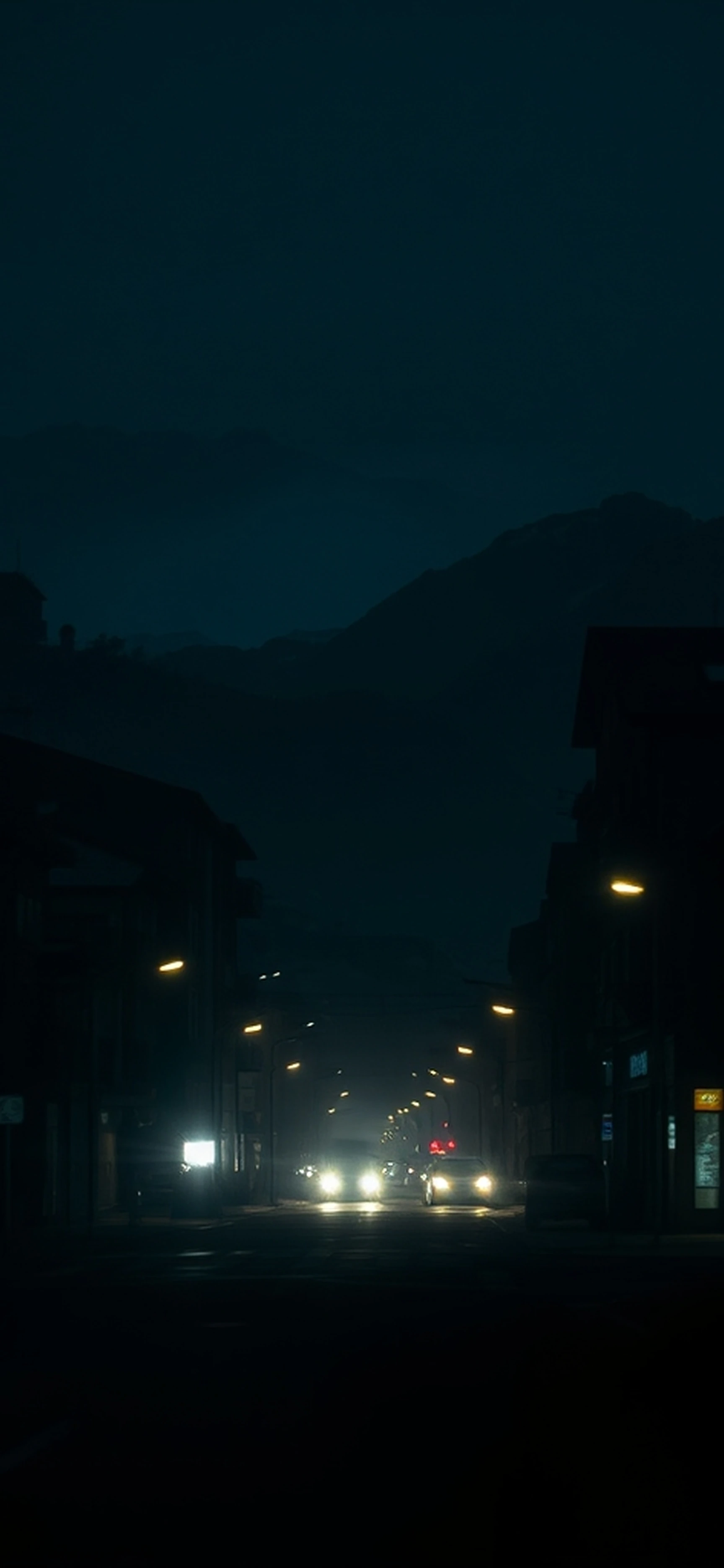 City Night And Dark Mode Photo From A Mountain Street Tube Light ...