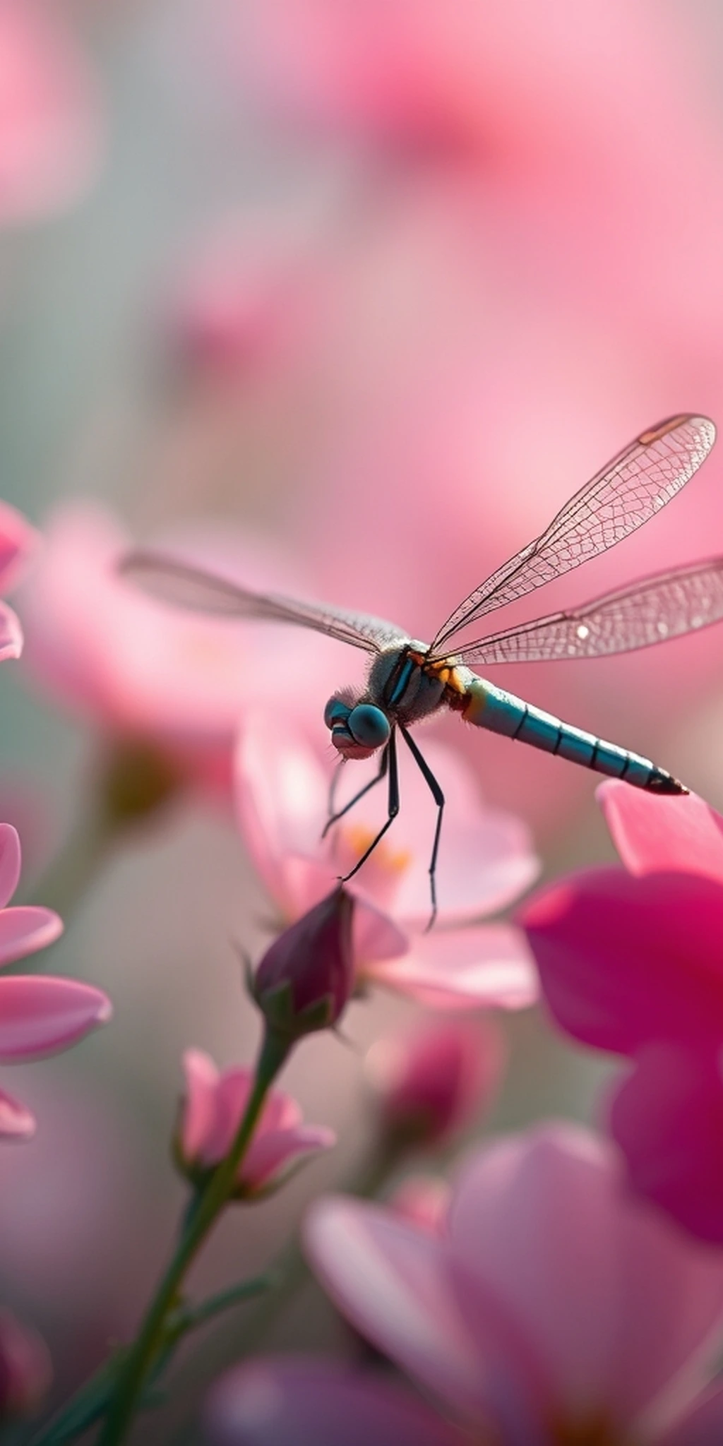 Irredecent Dragon Fly, Field Flowers Shimmering Lights. Quality Depth ...