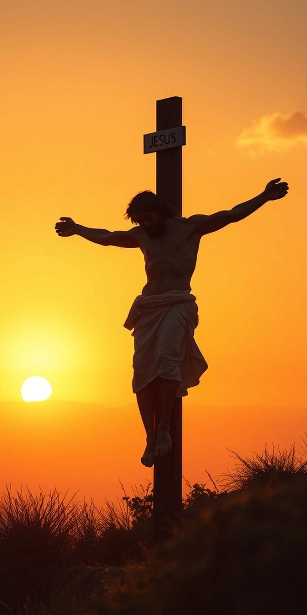 Jesus On Cross On Hill With Sunset In The Back — Free iPhone Wallpaper ...