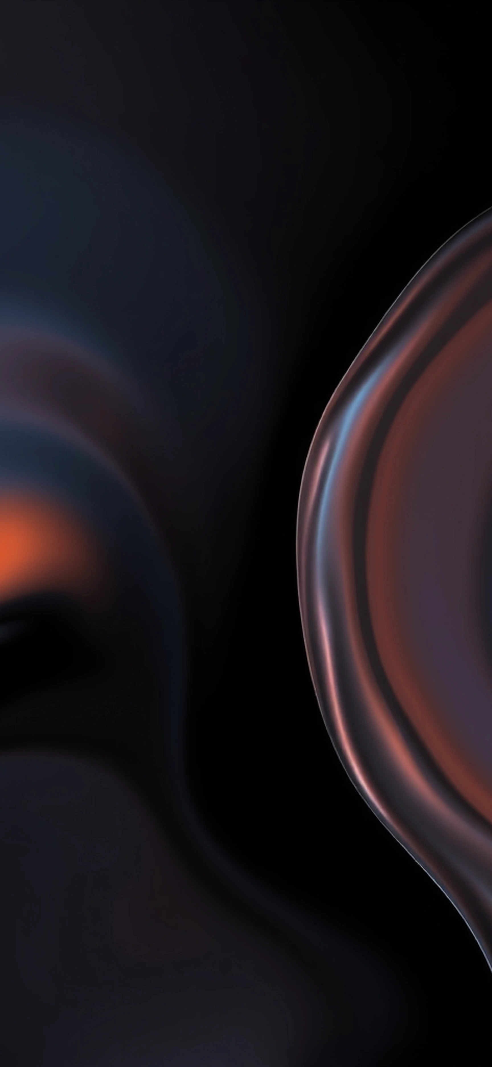 Liquid Glass iOS 26 Dark Black And Blue Splited Bubbles — Free iPhone ...