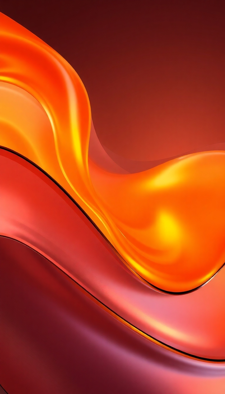 Liquid Glass Overlapping Panels Orange 3D Chrome Accents — Free iPhone ...