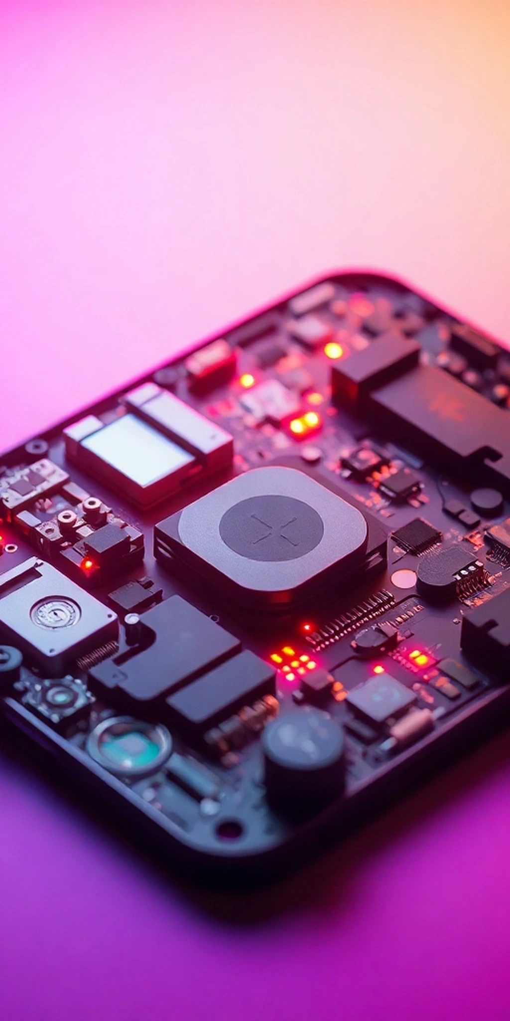 Teardown With Glowing Components — Free iPhone Wallpaper (4K/HD) | 2025