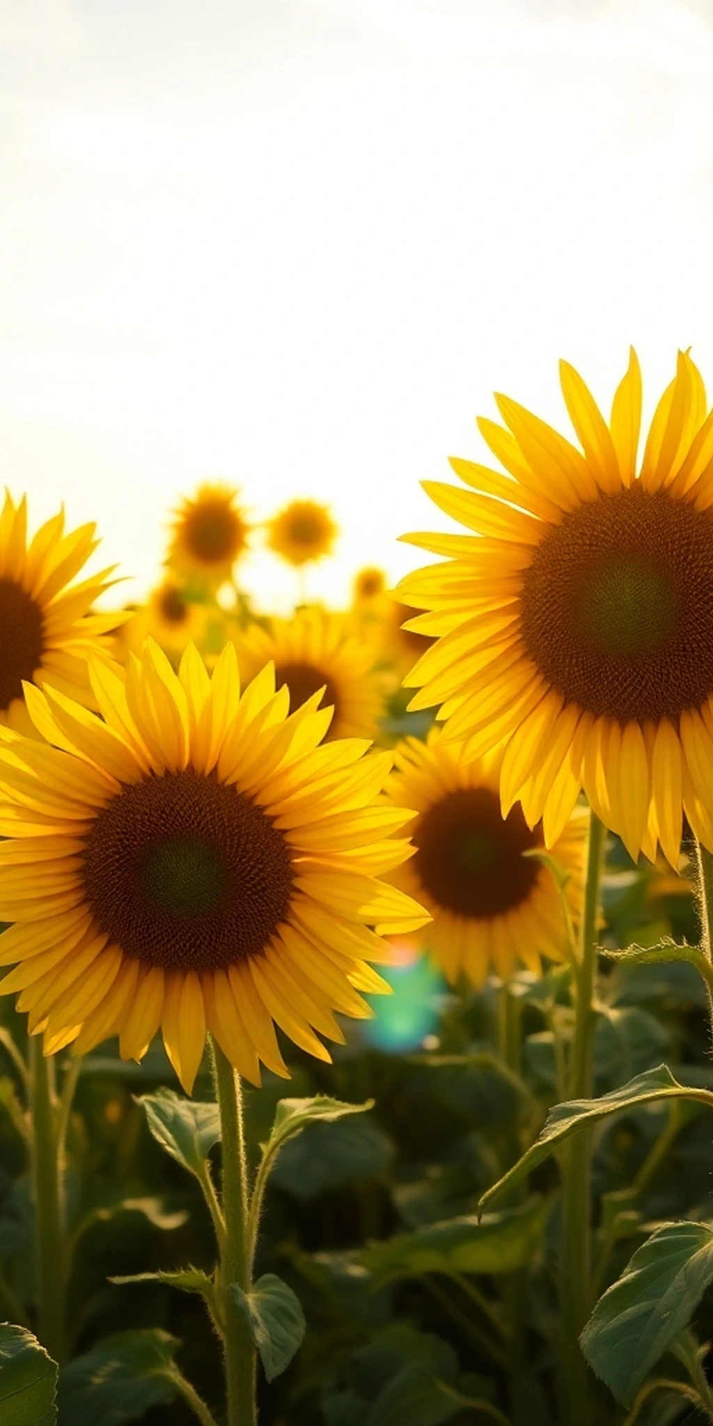 Lots Of Sunflowers Morning Sun Glow — Free iPhone Wallpaper (4K/HD) | 2025