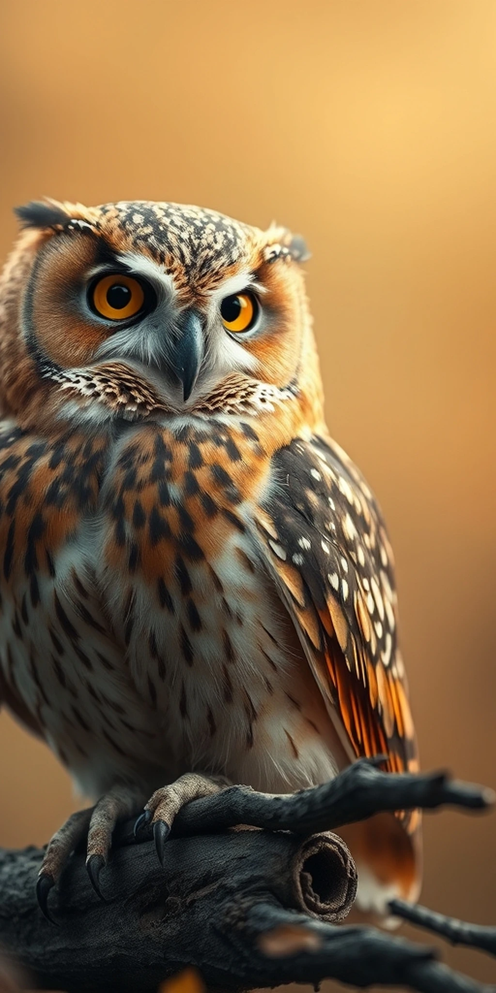 Lucky Owl Sitting On A Branch — Free iPhone Wallpaper (4K/HD) | 2025