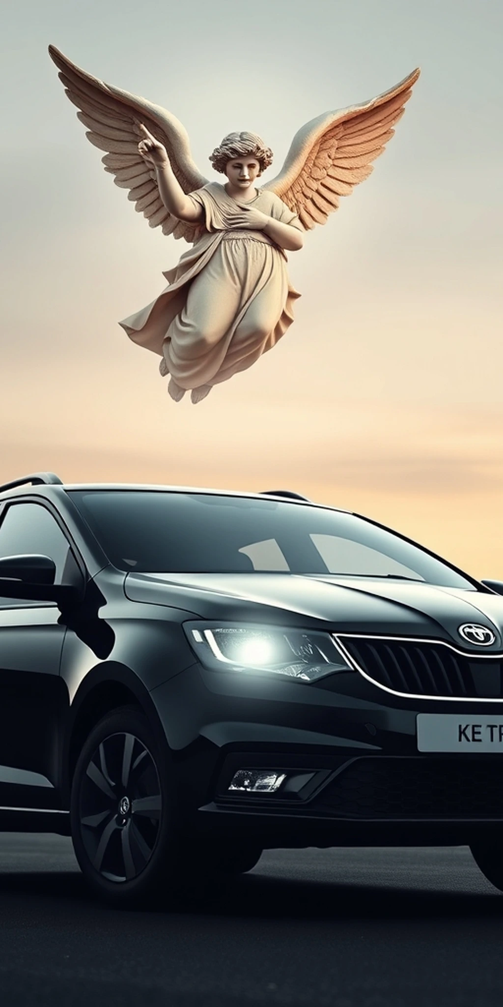 Wallpaper Your Phone, Black Lada Vesta Sport Angel Standing Above ...