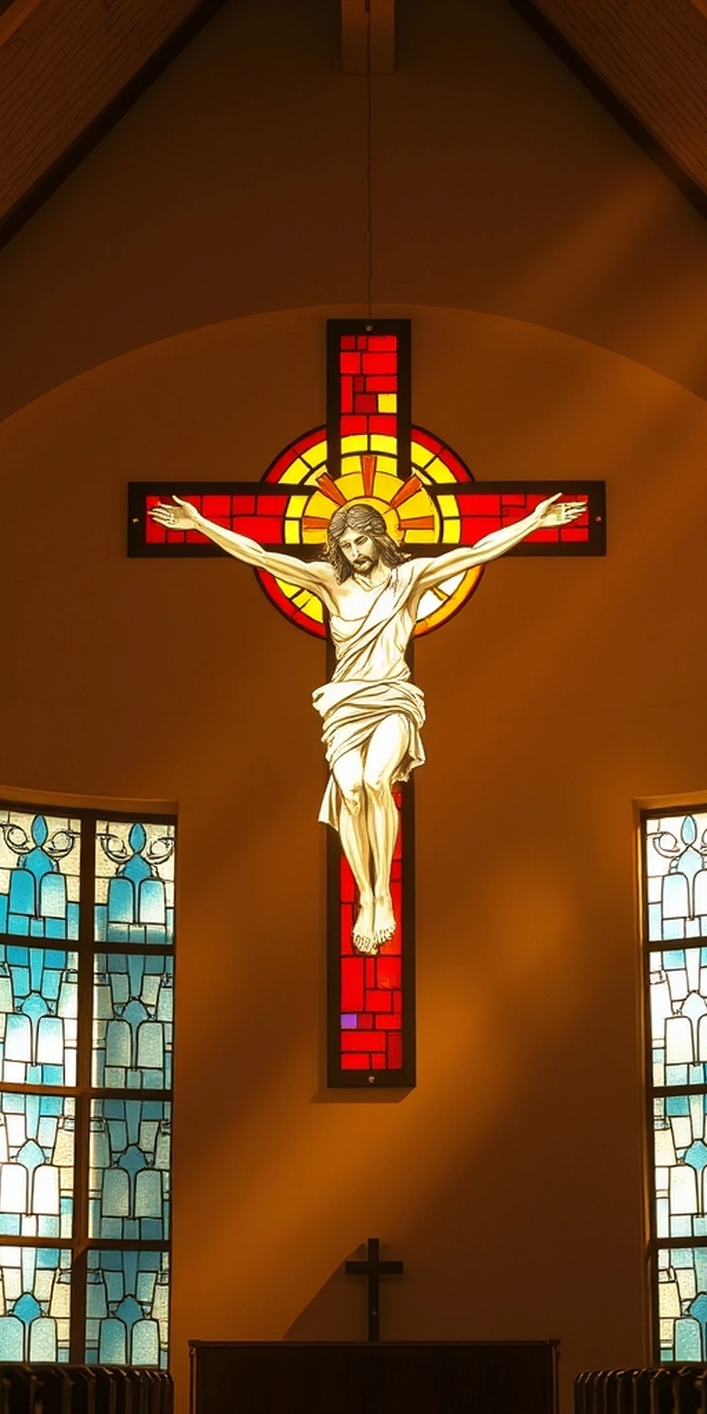 Mormon Church Stained Glass Jesus Cross — Free iPhone Wallpaper (4K/HD ...