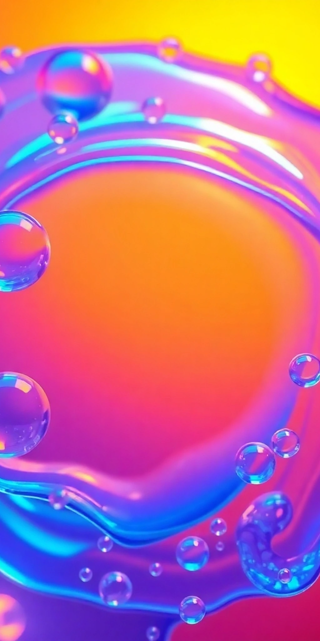 Neon Blue Pink And Yellow Liquid Glass Bubbles Apple — Free iPhone ...