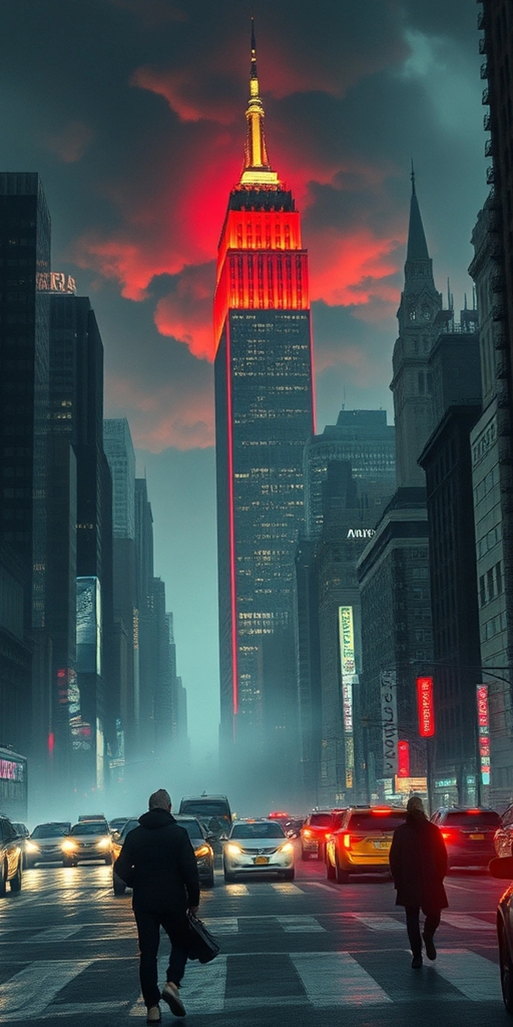 NYC Apocalypse Red Sky Dark Mode — Free iPhone Wallpaper (4K/HD) | 2026