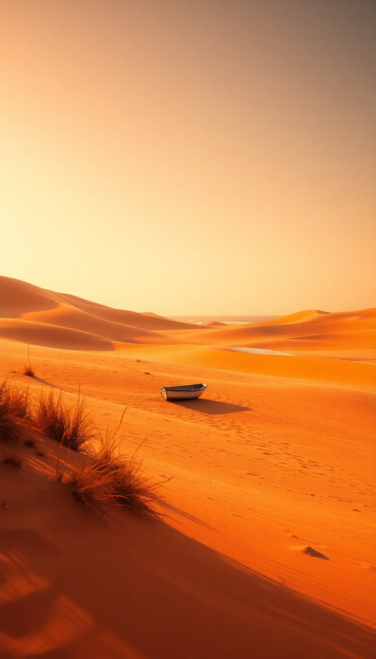 Orange Sand And Surf With Boat In The Desert Dunes — Free iPhone ...