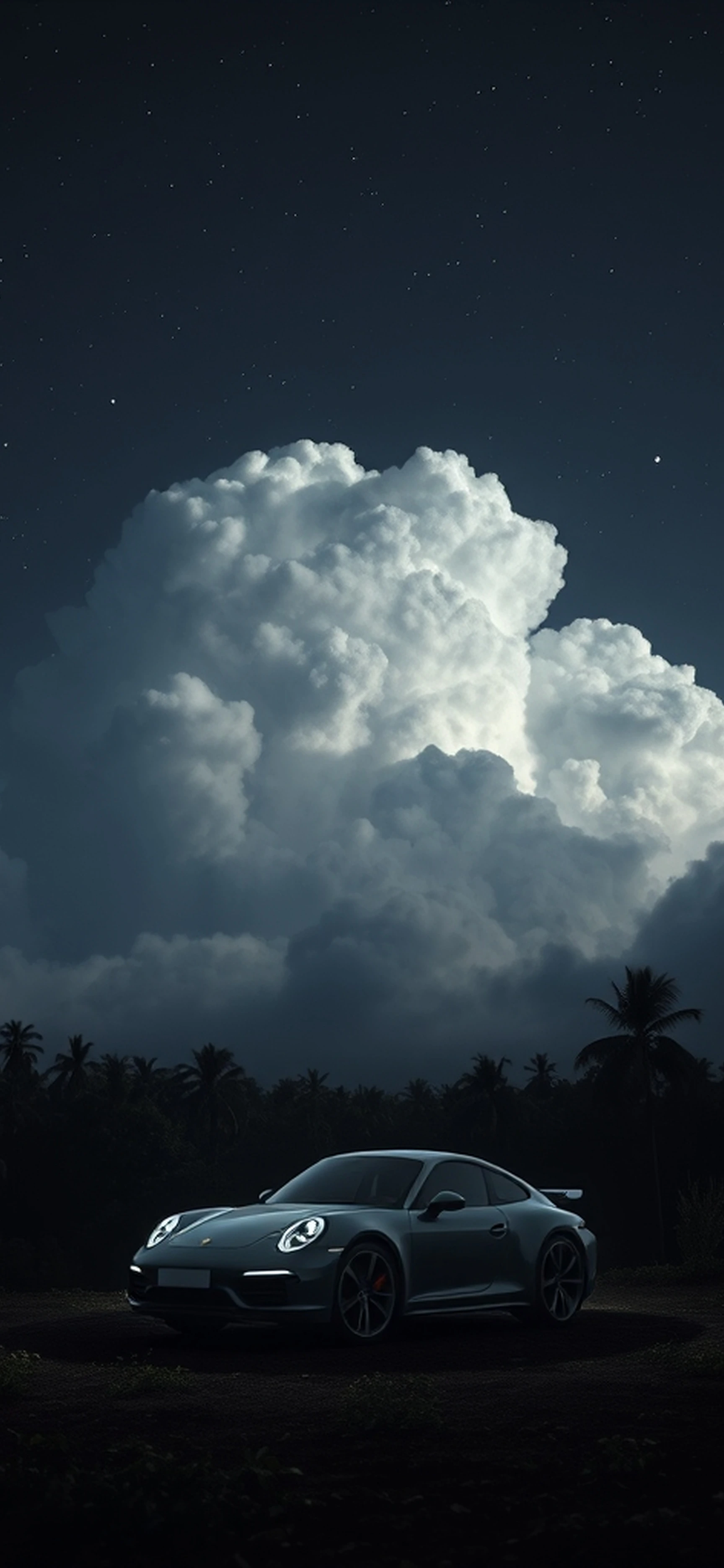 Porsche Car On The Jungle With Night Sky — Free iPhone Wallpaper (4K/HD ...