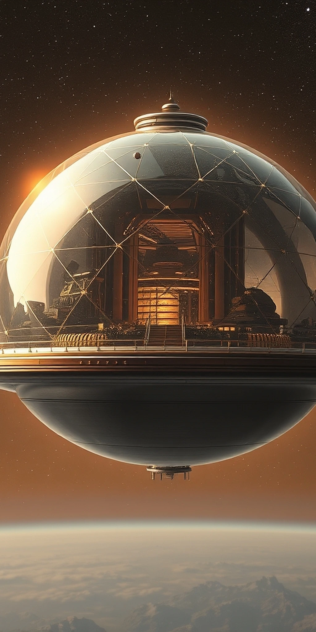 Science Fiction Floating Dome Metropolis Among Stars — Download Free ...