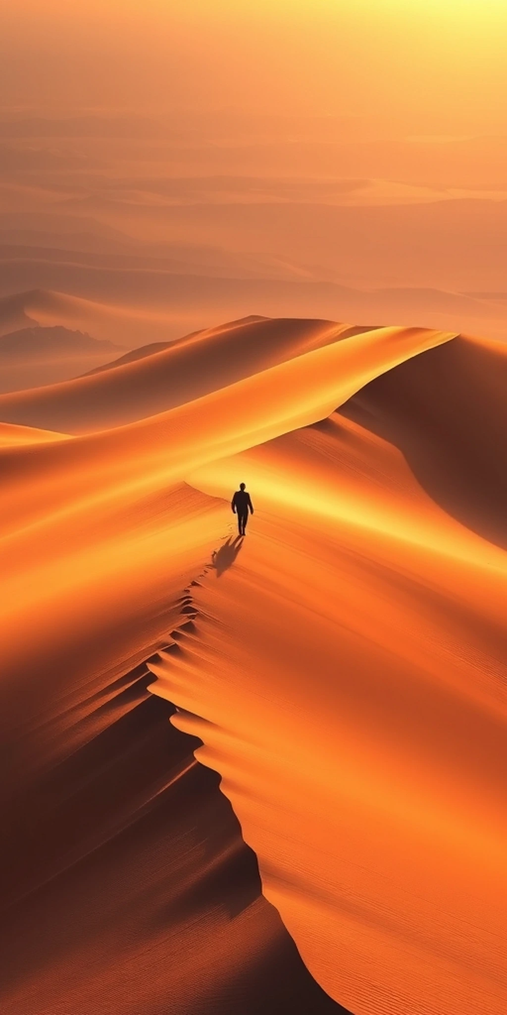 Surreal Digital Artwork Colorful Desert Sand Dune Single Silhouette ...